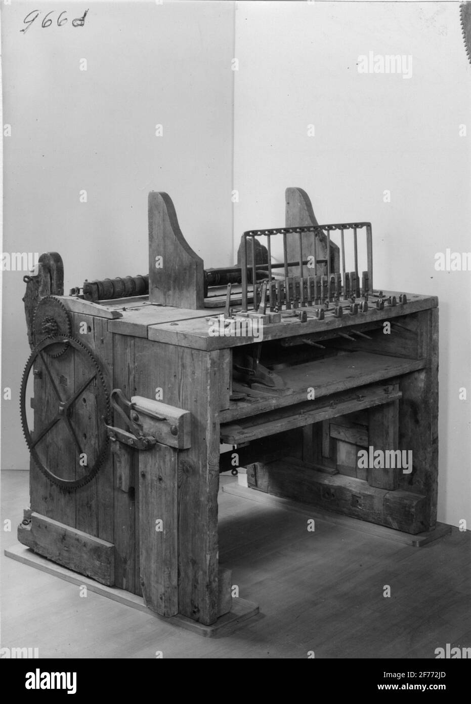 Christopher Polhem's cutting machine for gears to wall clock Stock ...