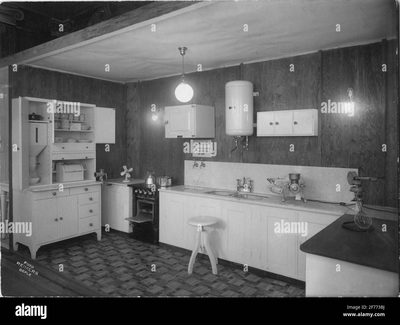 Building and Bo Exhibition in Gävle 1937. Kitchen interior Stock Photo ...