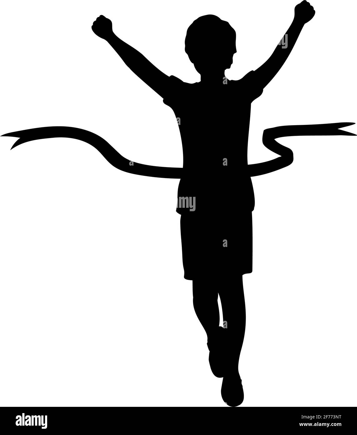 Silhouette boy crosses the finish line. Illustration graphics icon ...