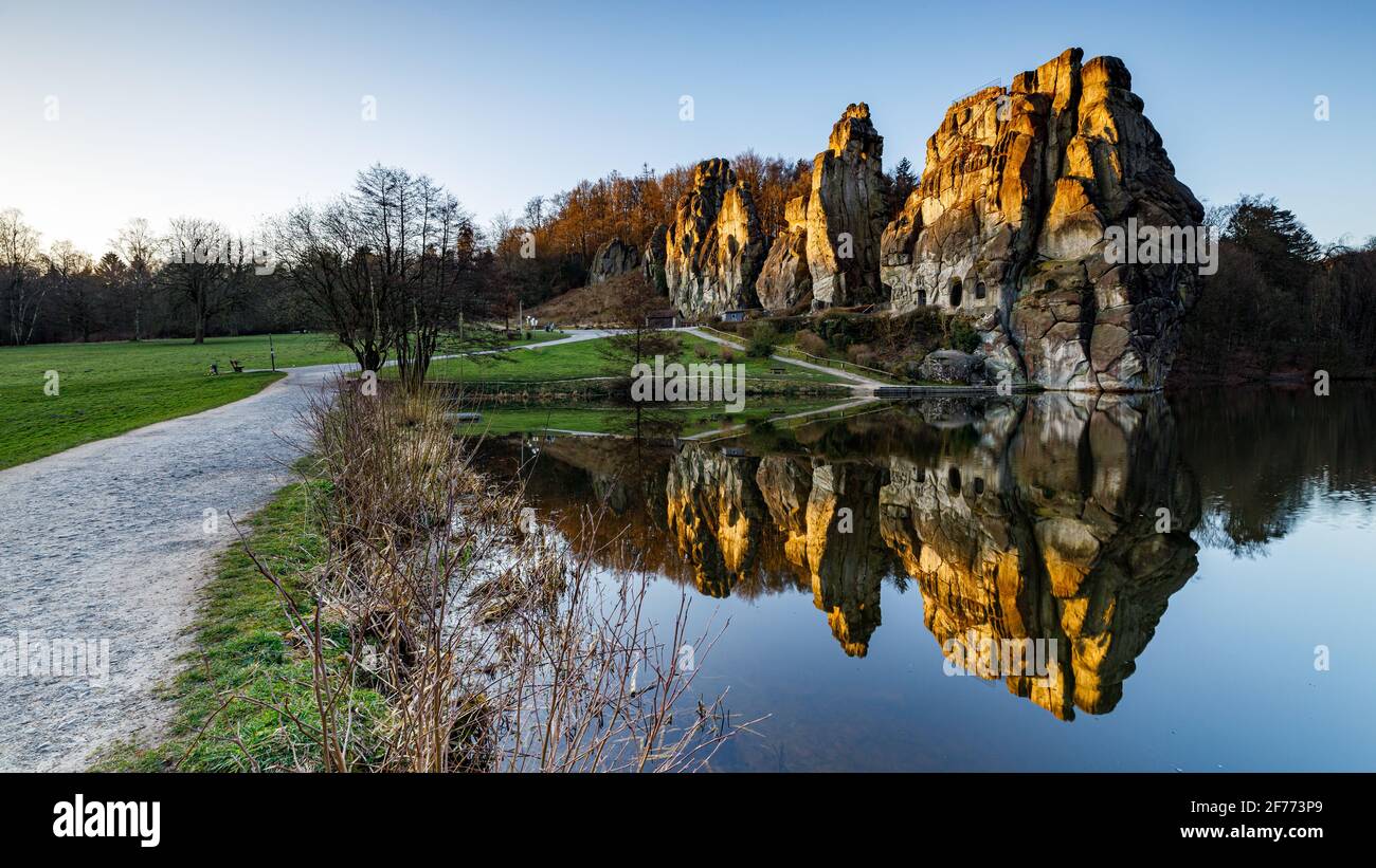 The Externsteine rock formation in the Teuteburg Forest in Germany ...