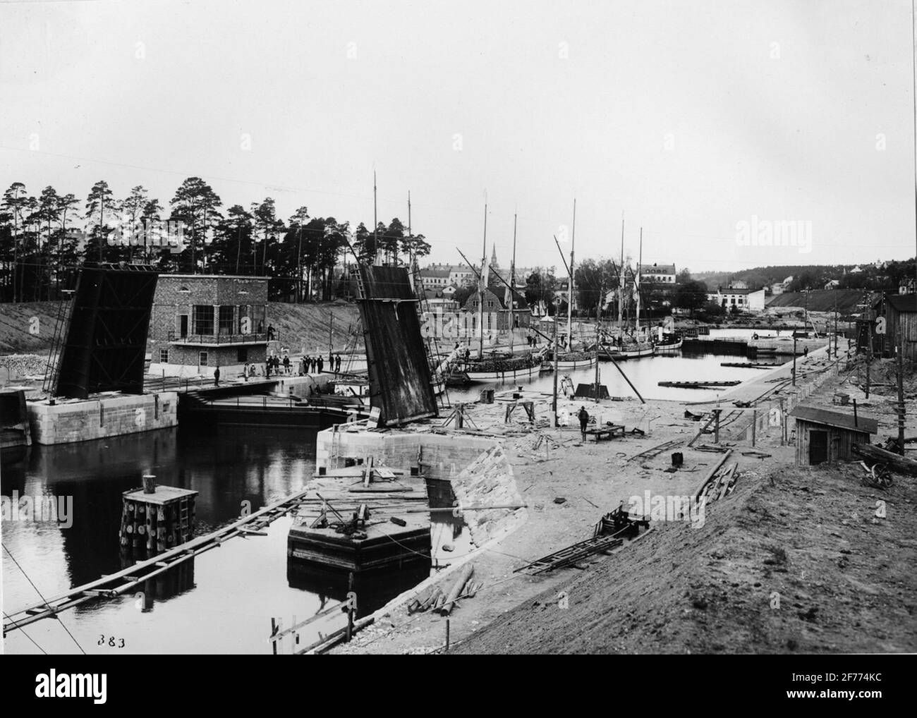Södertälje channel. The rebuilding. View of Slussen seen from the south ...