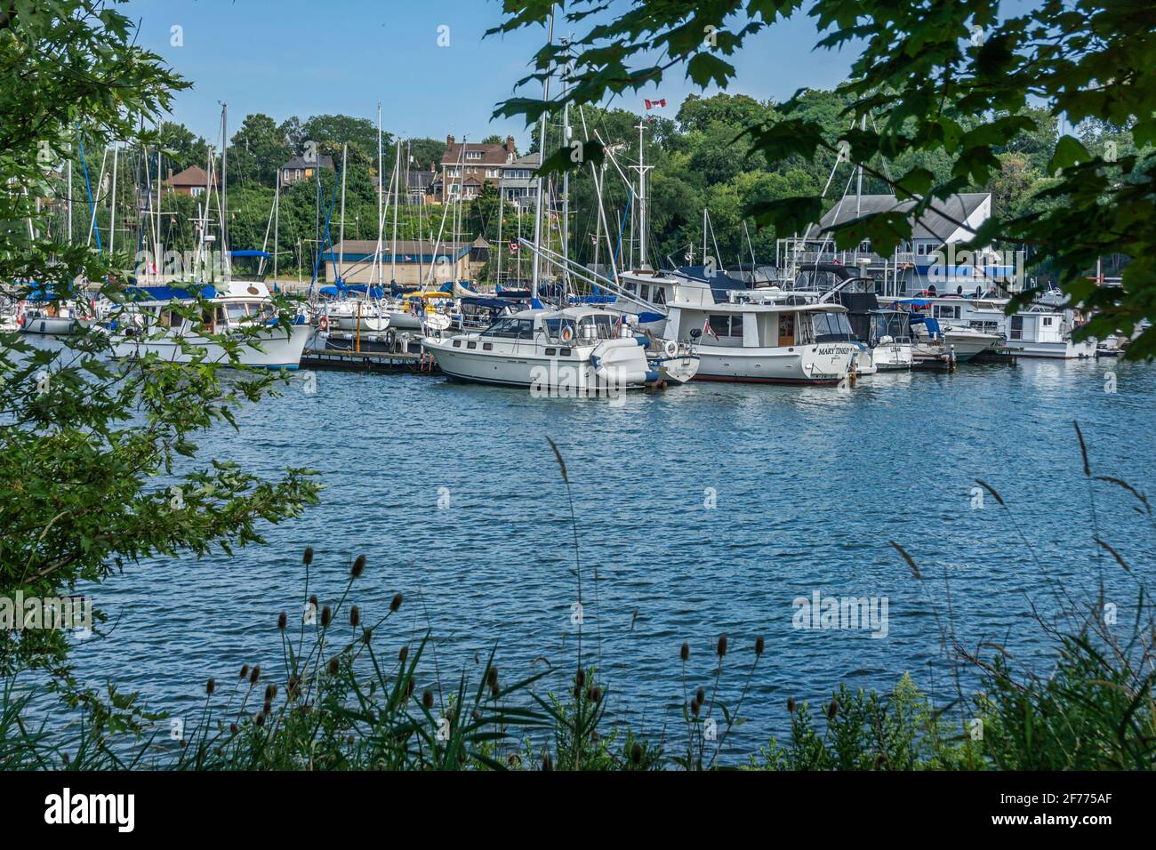 August 2019 - Boats docked in the harbour inlet from the Waterfront ...