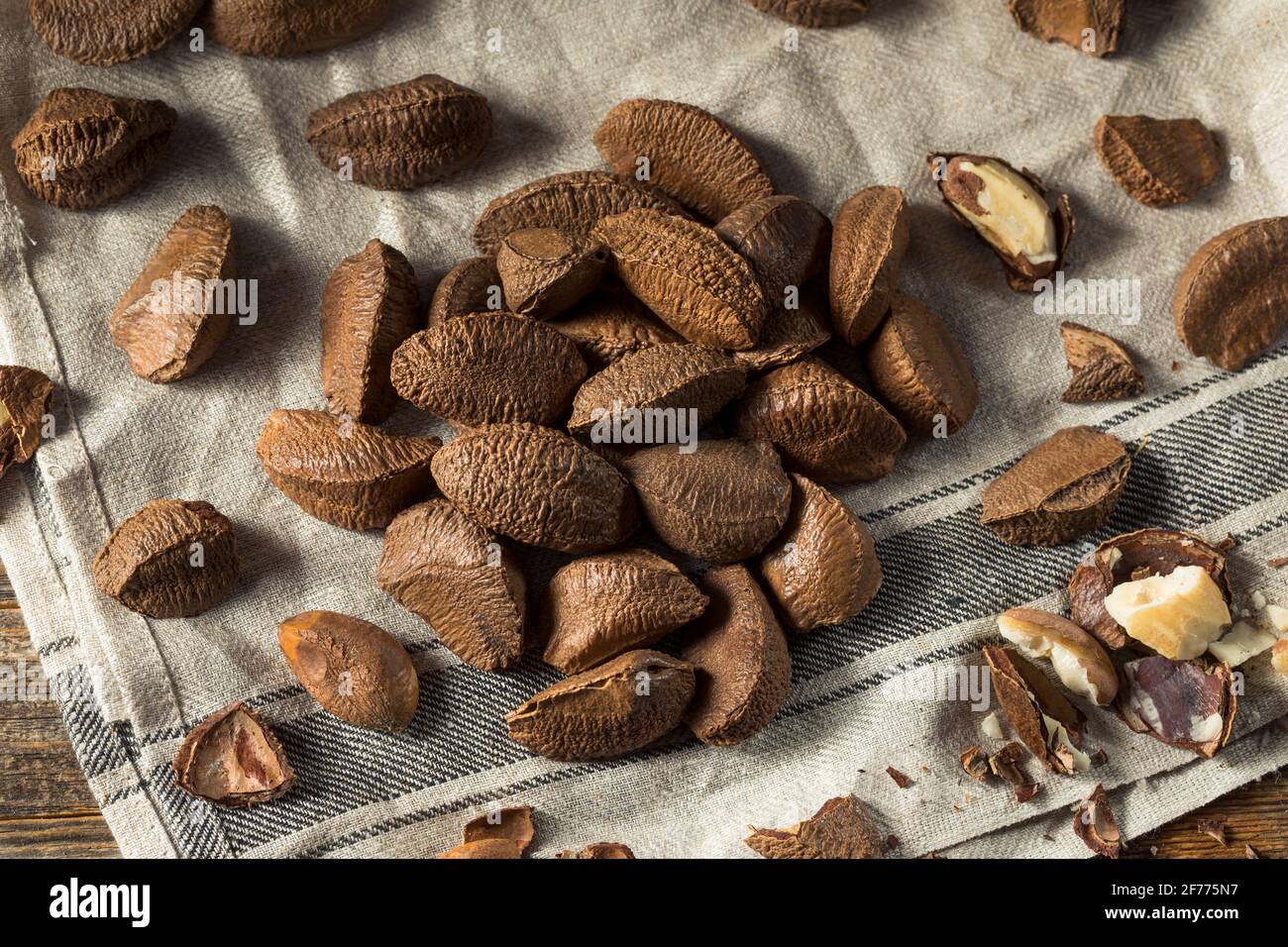 Raw Brown Organic Brazil Nuts in the Shell Stock Photo - Alamy