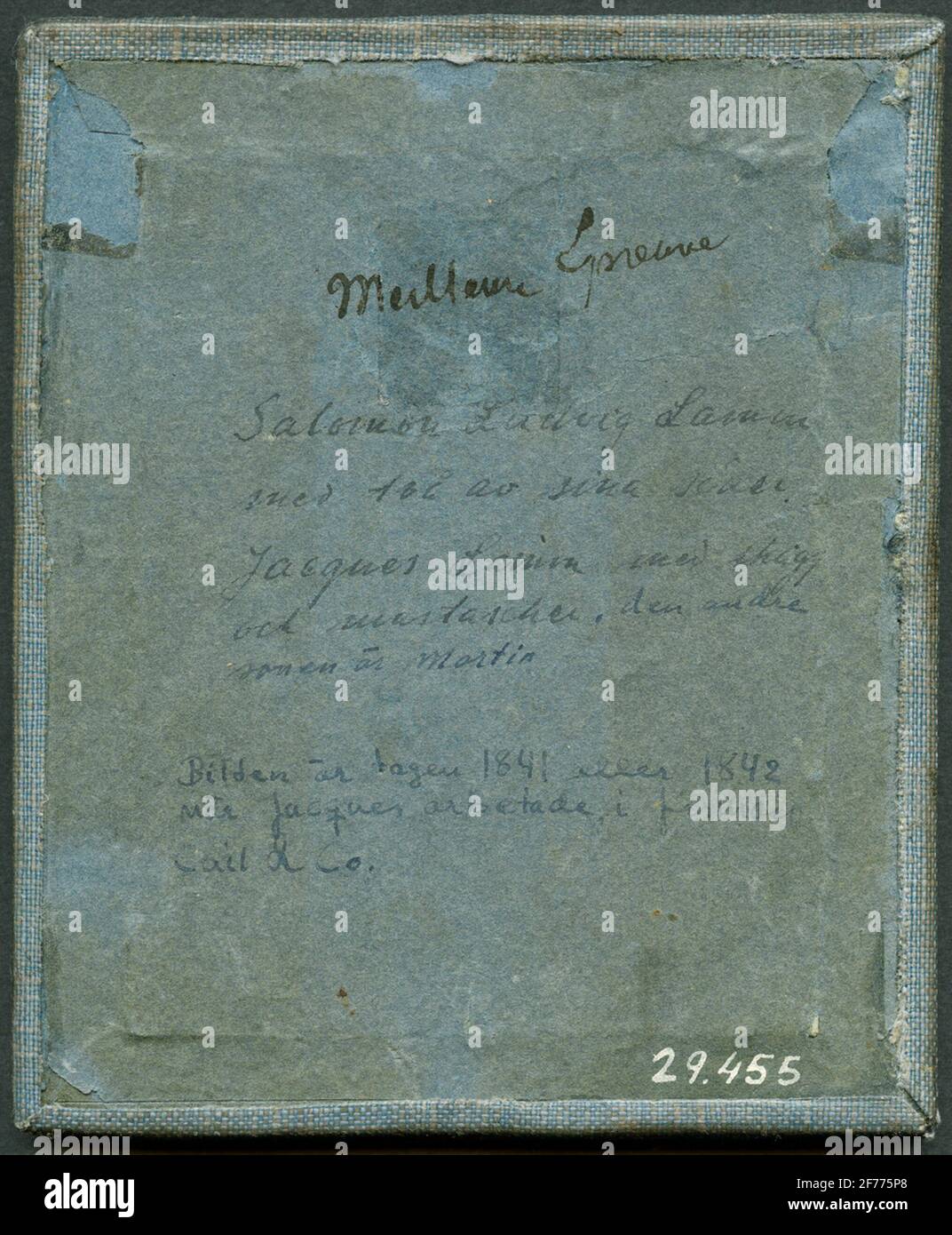 The back of daguerreotype. Portrait of the industrialist Salomon, Louis ...