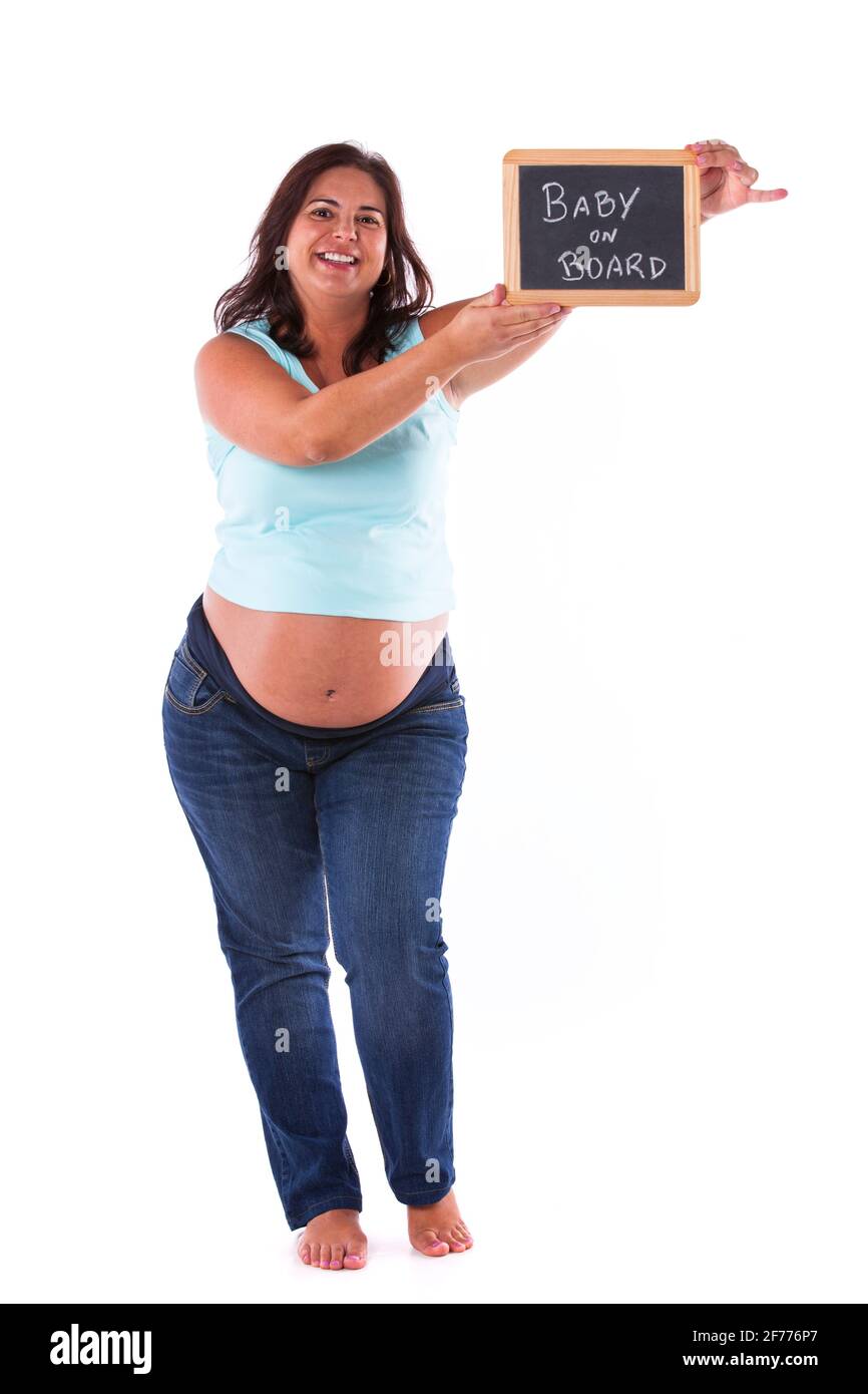 Pregnant woman label on belly Cut Out Stock Images & Pictures - Alamy