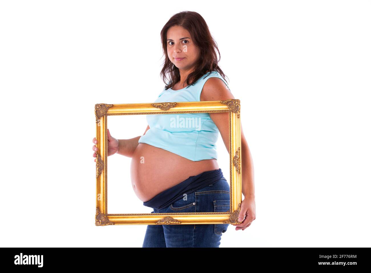 Beauty and happy woman with frame hi-res stock photography and images ...