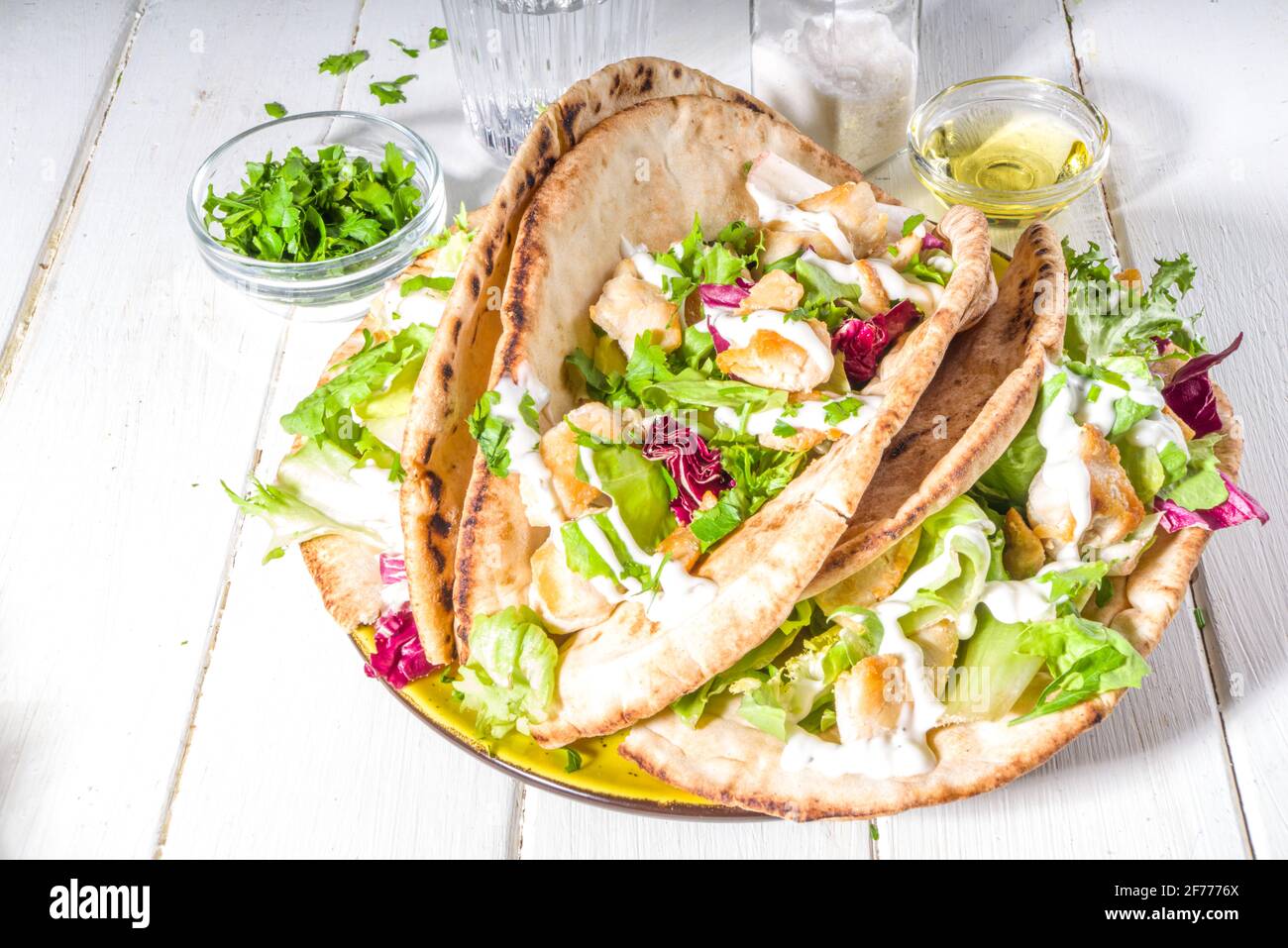 Mediterranean food. Doner Kebap, Taco, Shawarma, greek wrapped gyros ...