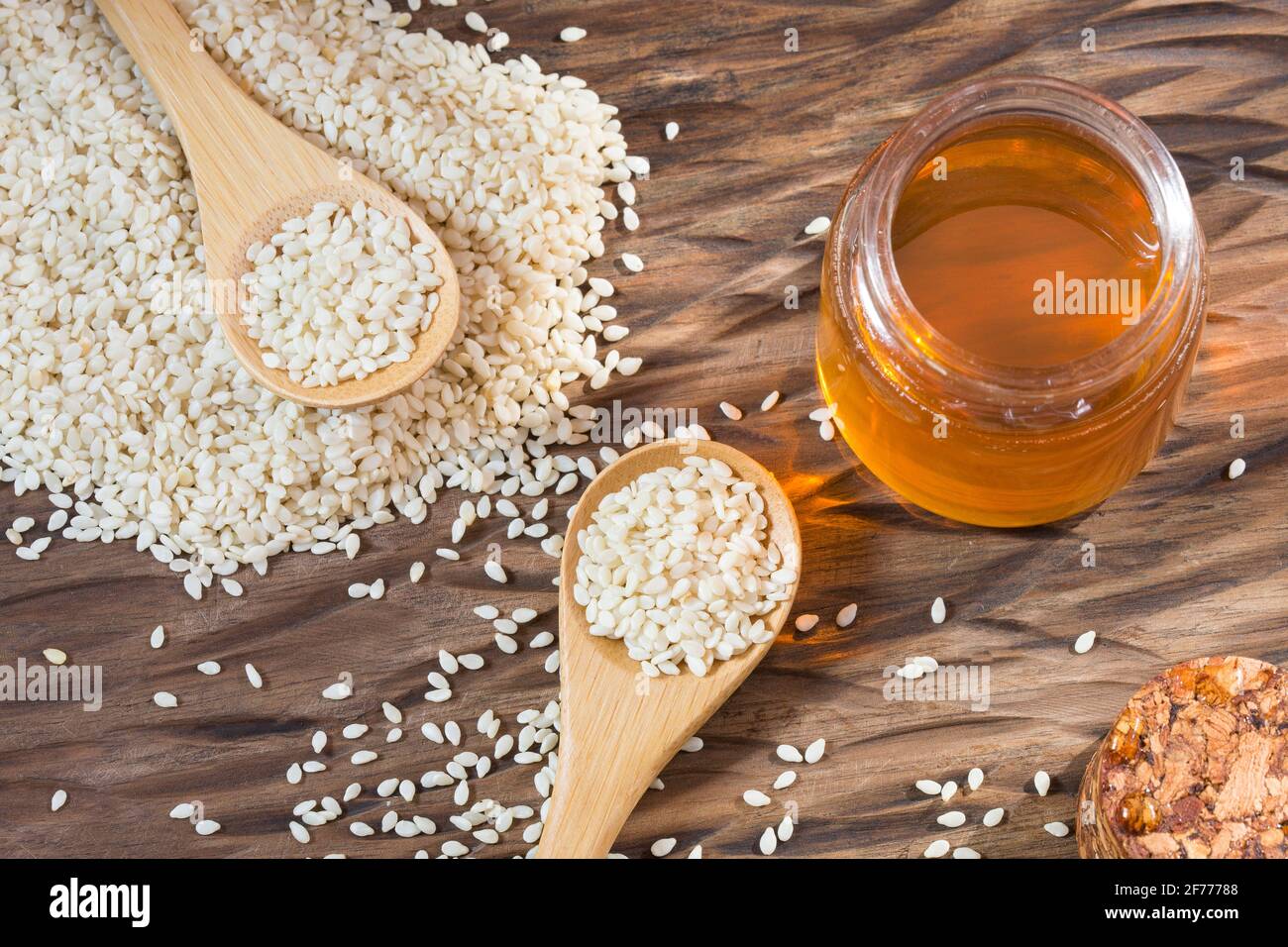 Sesame seeds contain a high amount of protein Stock Photo - Alamy