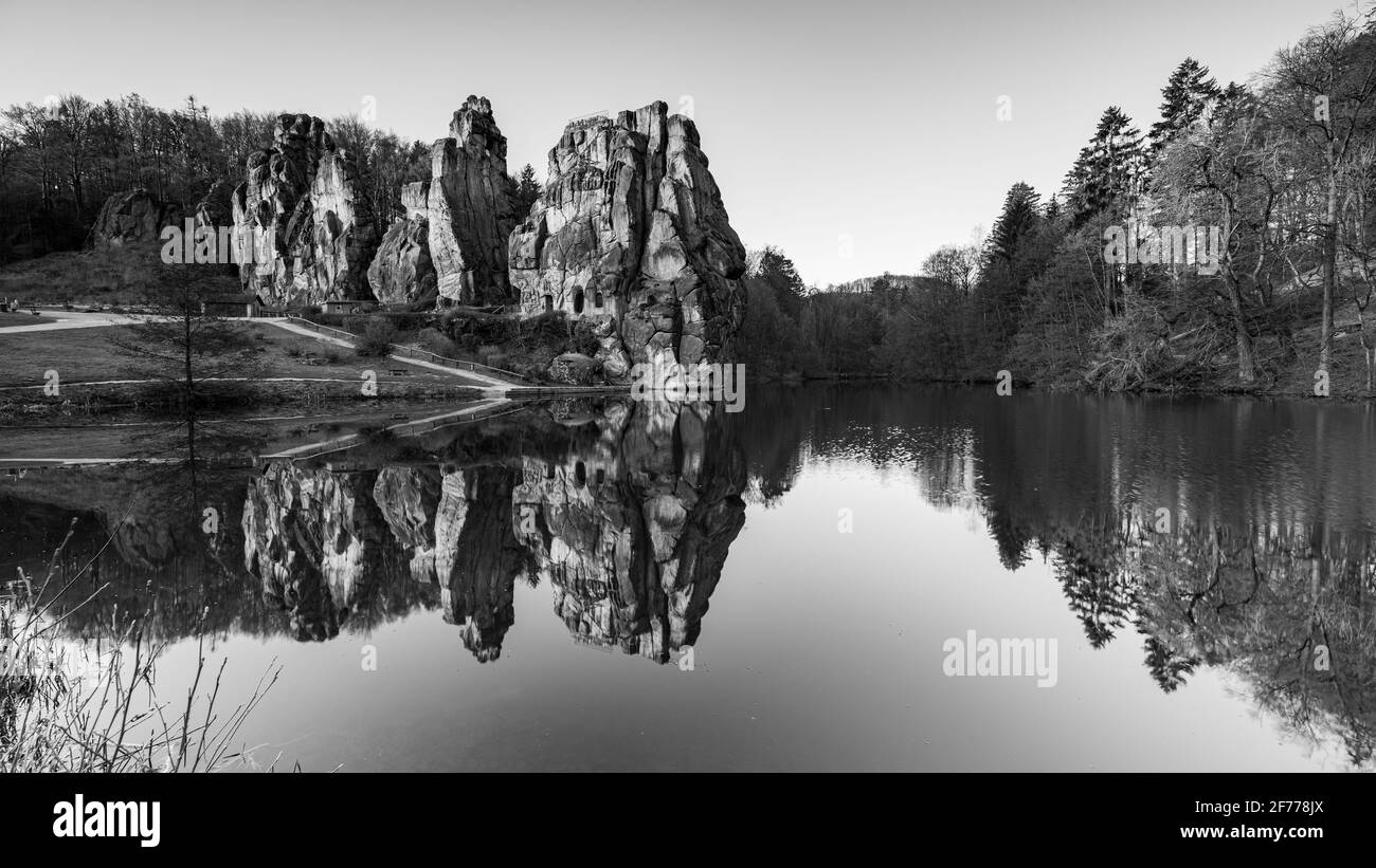 The Externsteine rock formation in the Teuteburg Forest in Germany ...