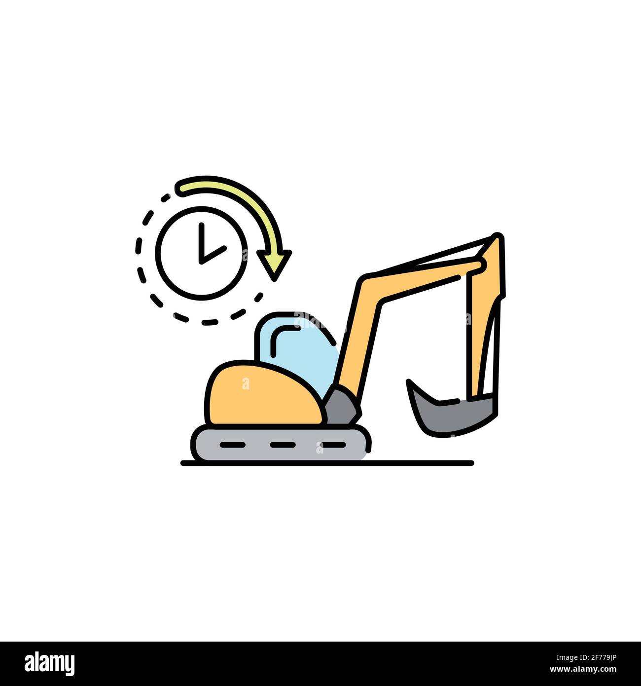 Excavator rental olor line icon. Pictogram for web page, mobile app ...