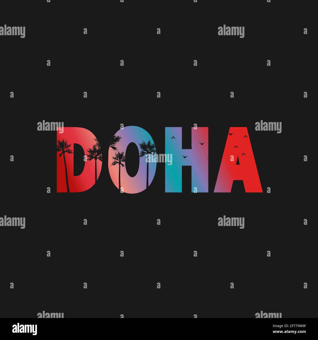 Doha Welcome To Word Text with Creative Font Design Vector Illustration ...