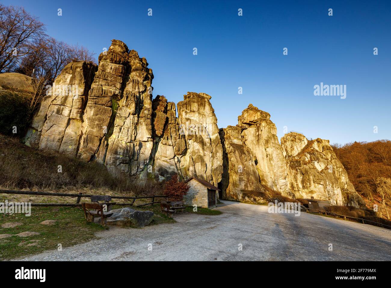 The Externsteine rock formation in the Teuteburg Forest in Germany ...