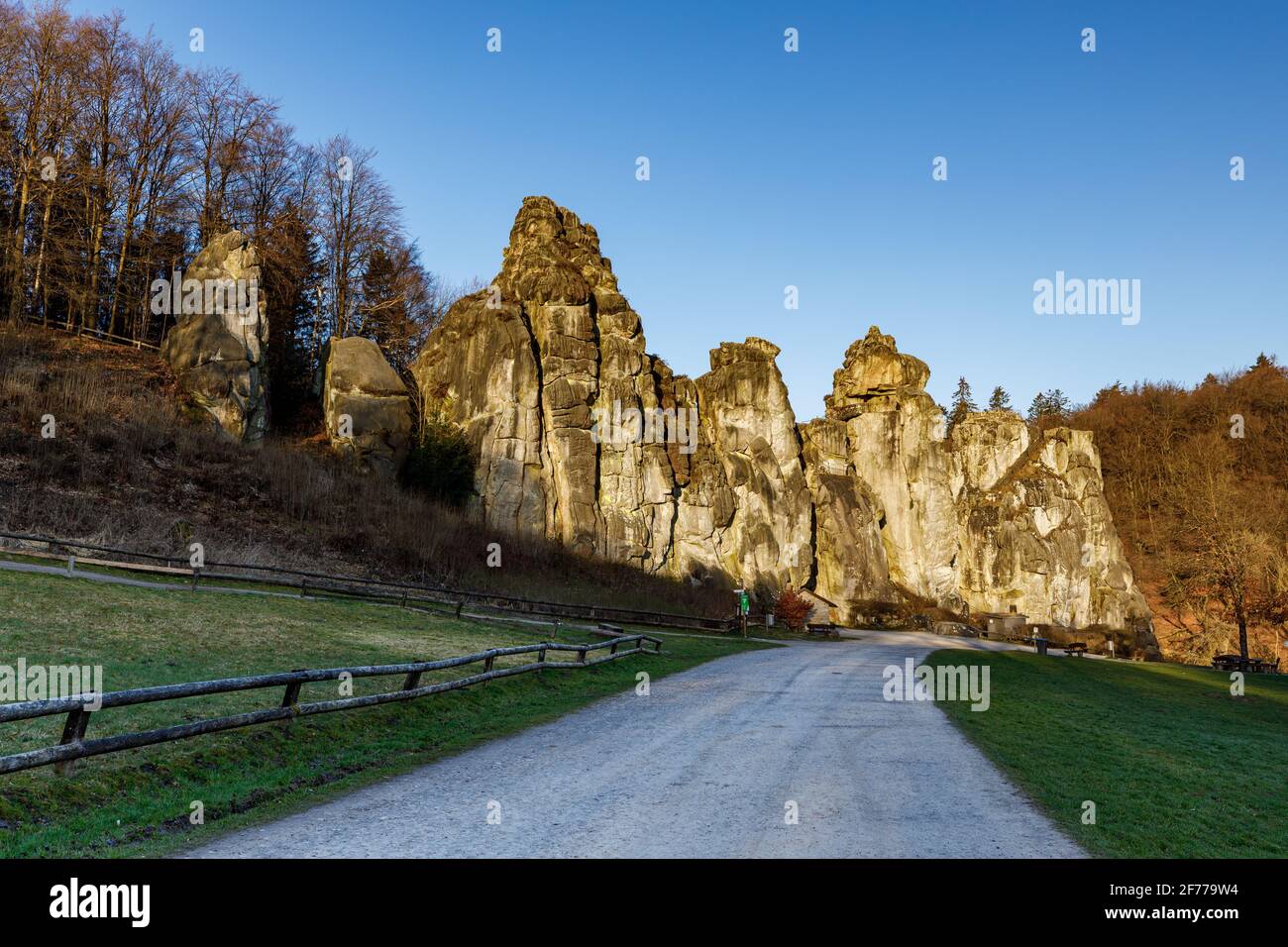 The Externsteine rock formation in the Teuteburg Forest in Germany ...