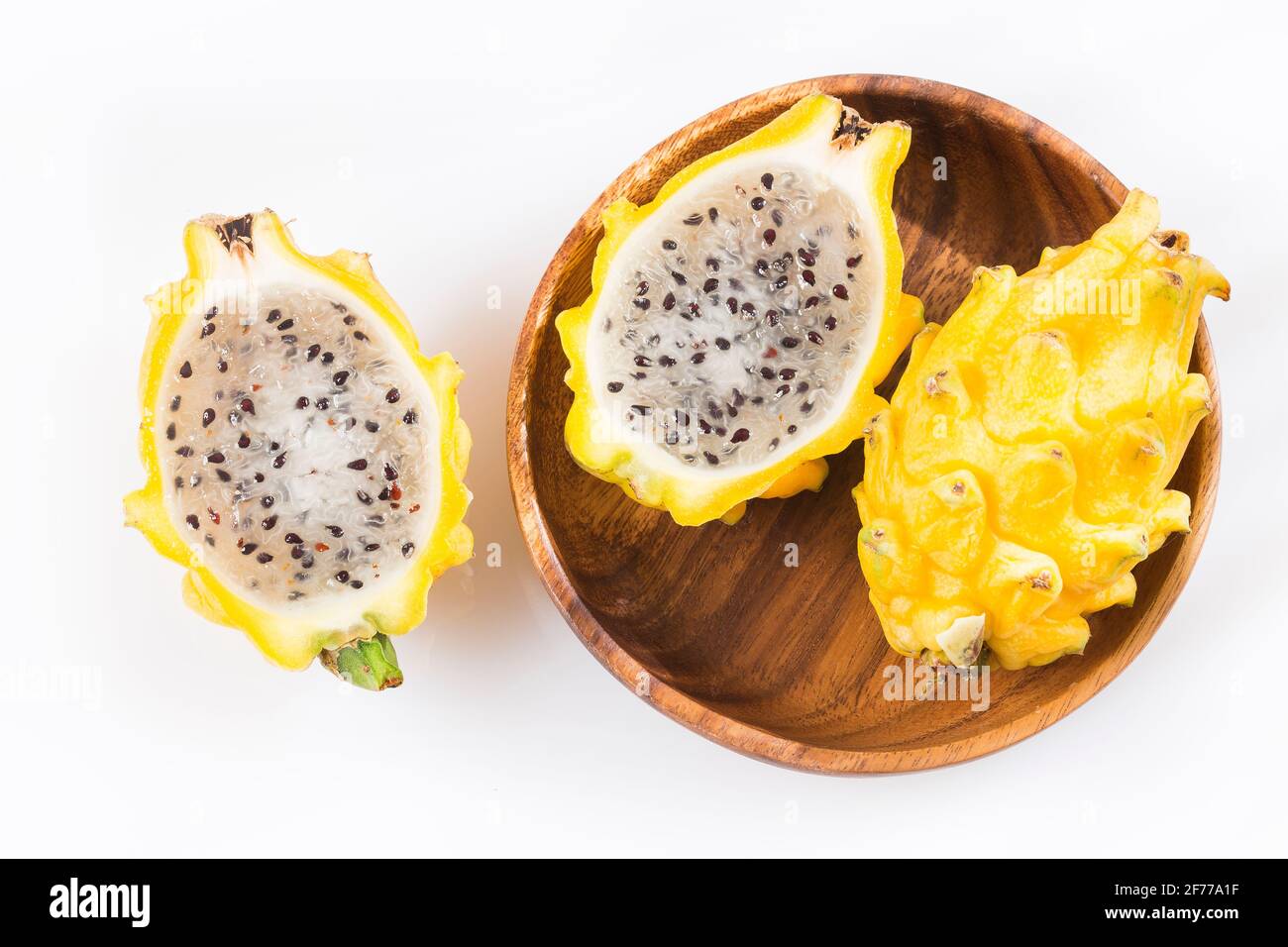 Fresh yellow pitaya on white background - Selenicereus megalanthus ...