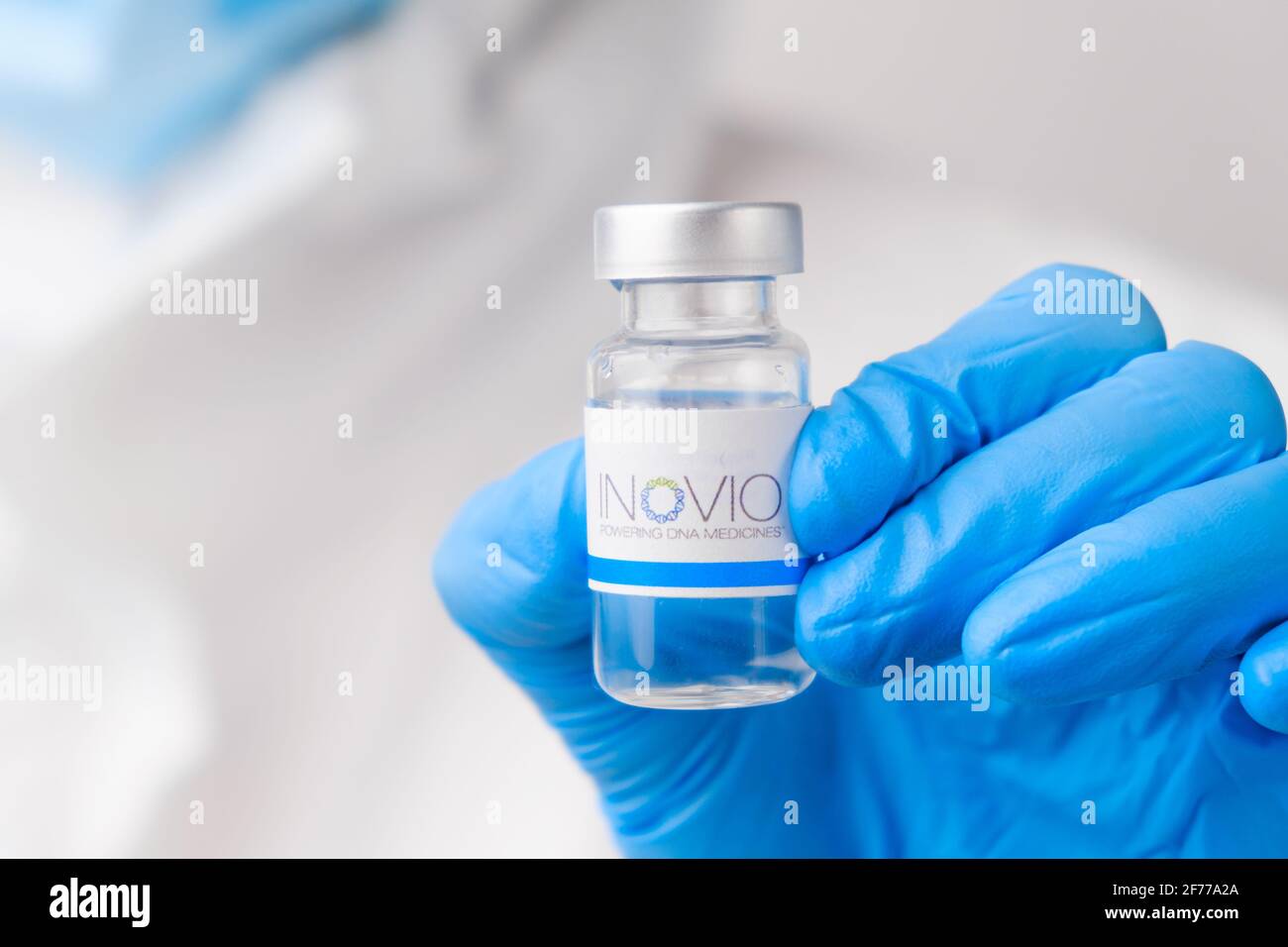 Inovio vial or bottle for injection with pharmaceuticals or drugs in ...