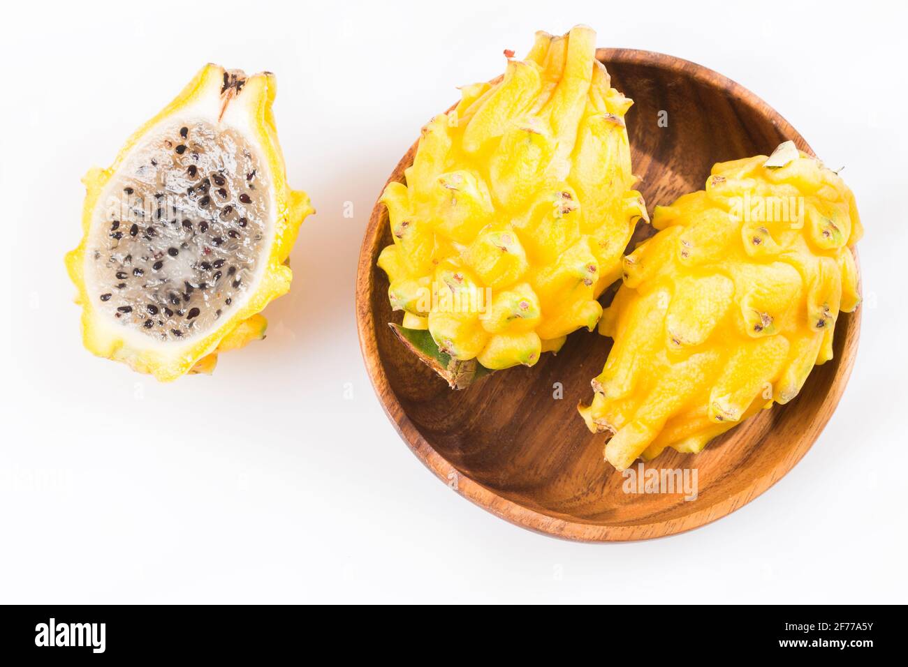 Fresh yellow pitaya on white background - Selenicereus megalanthus ...