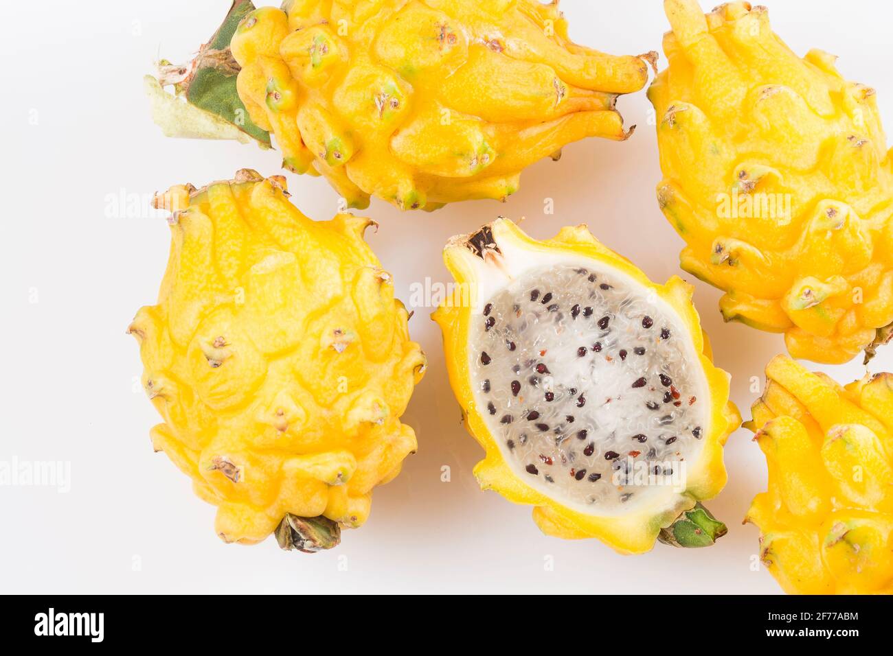 Fresh yellow pitaya on white background - Selenicereus megalanthus ...