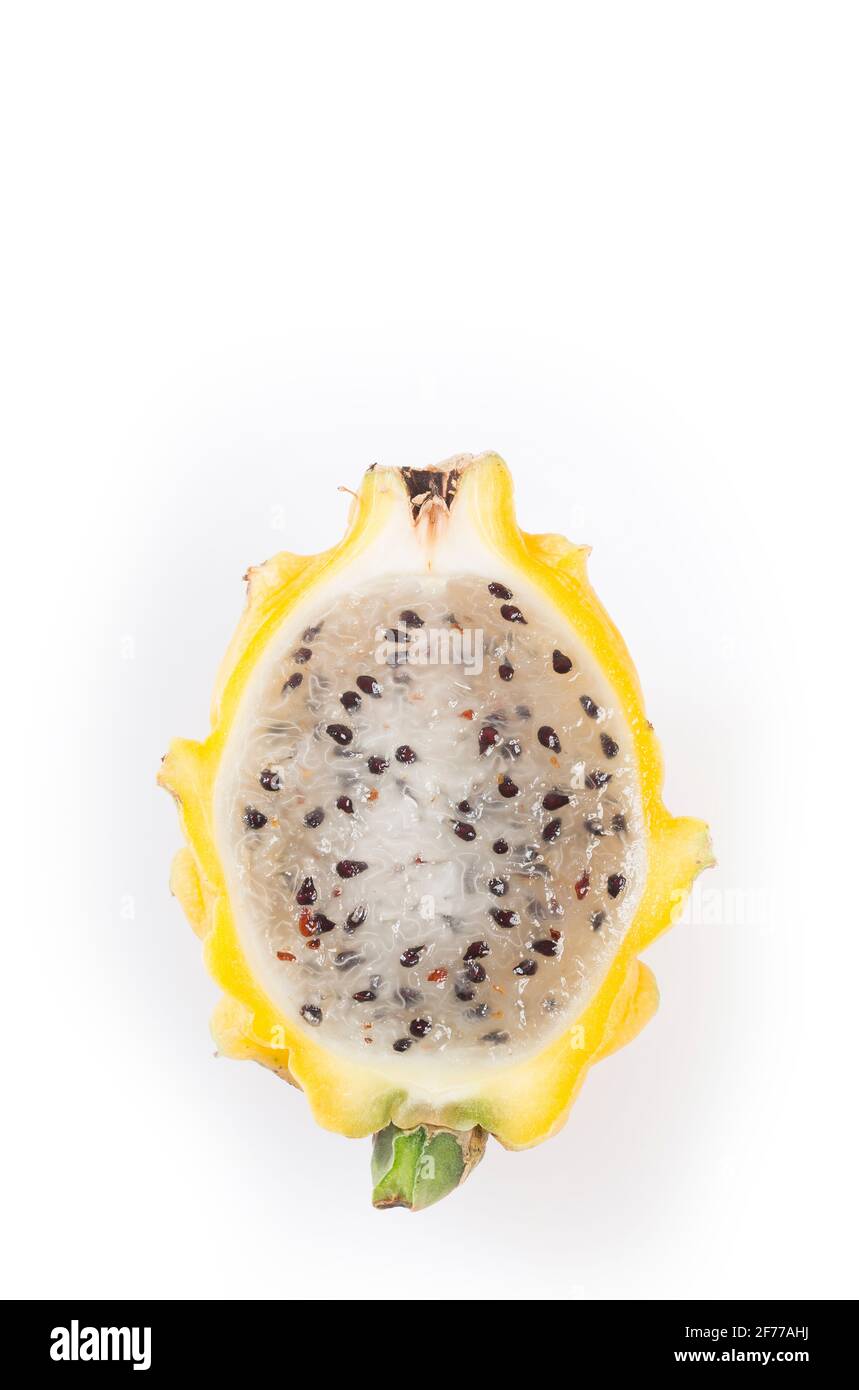 Fresh yellow pitaya on white background - Selenicereus megalanthus ...