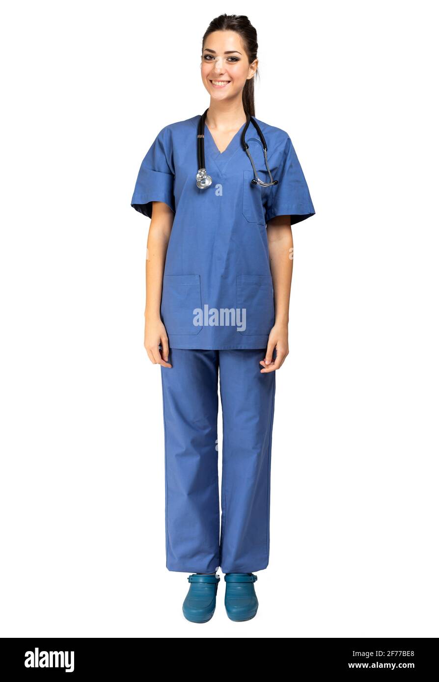 Nurse portrait isolated on white, full length Stock Photo - Alamy