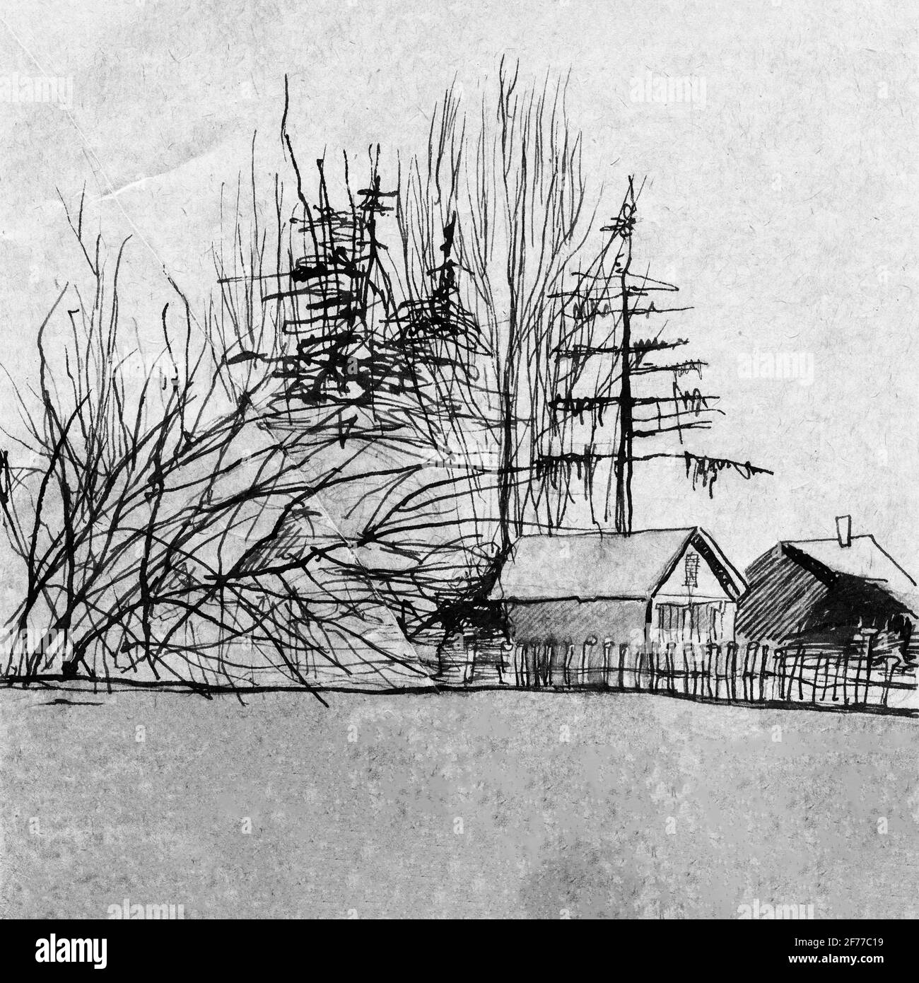 Abstract Landscape Pencil Drawings