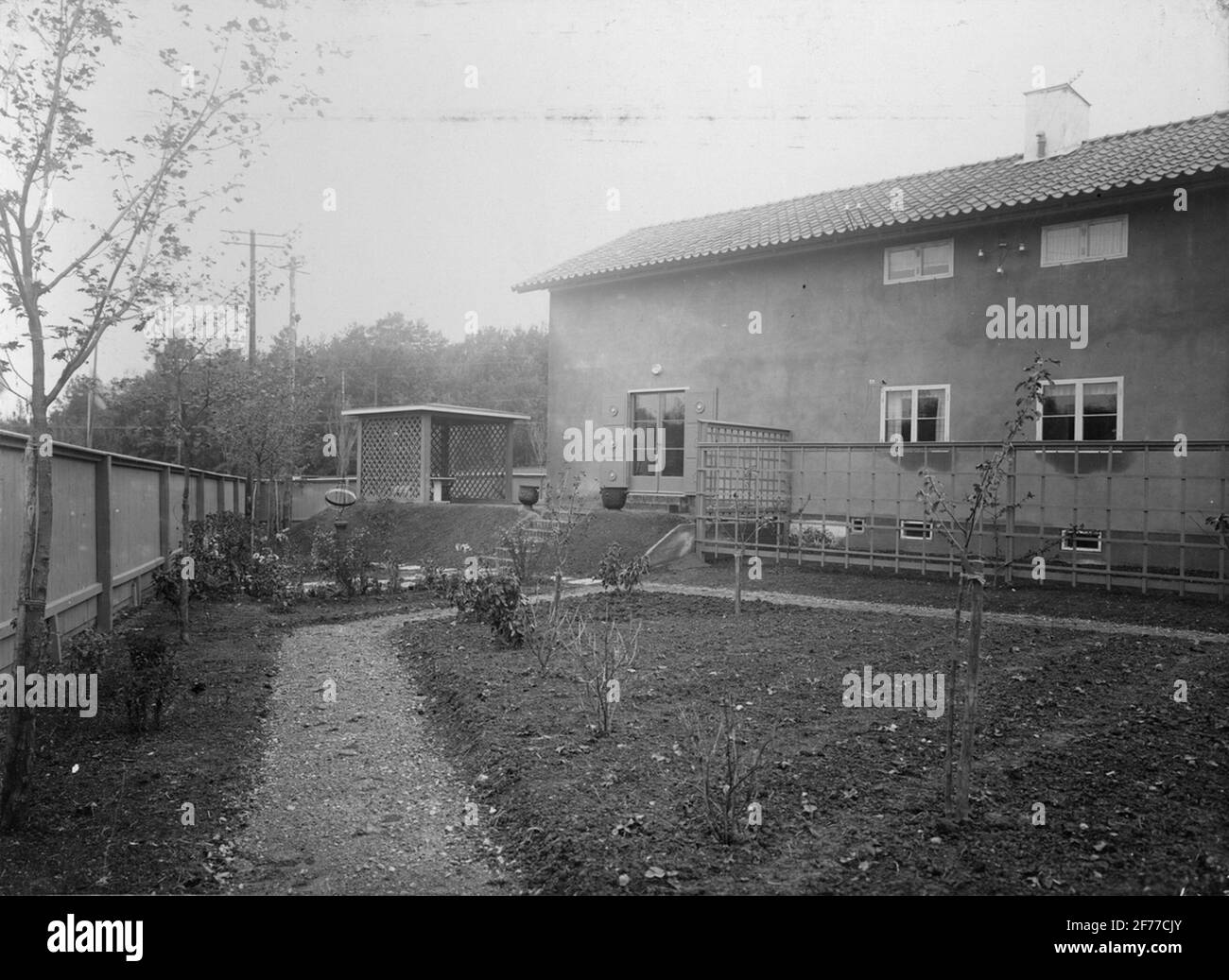 Building and Bo Exhibition at Lidingö 1925. Garden facade of 4 rooms ...