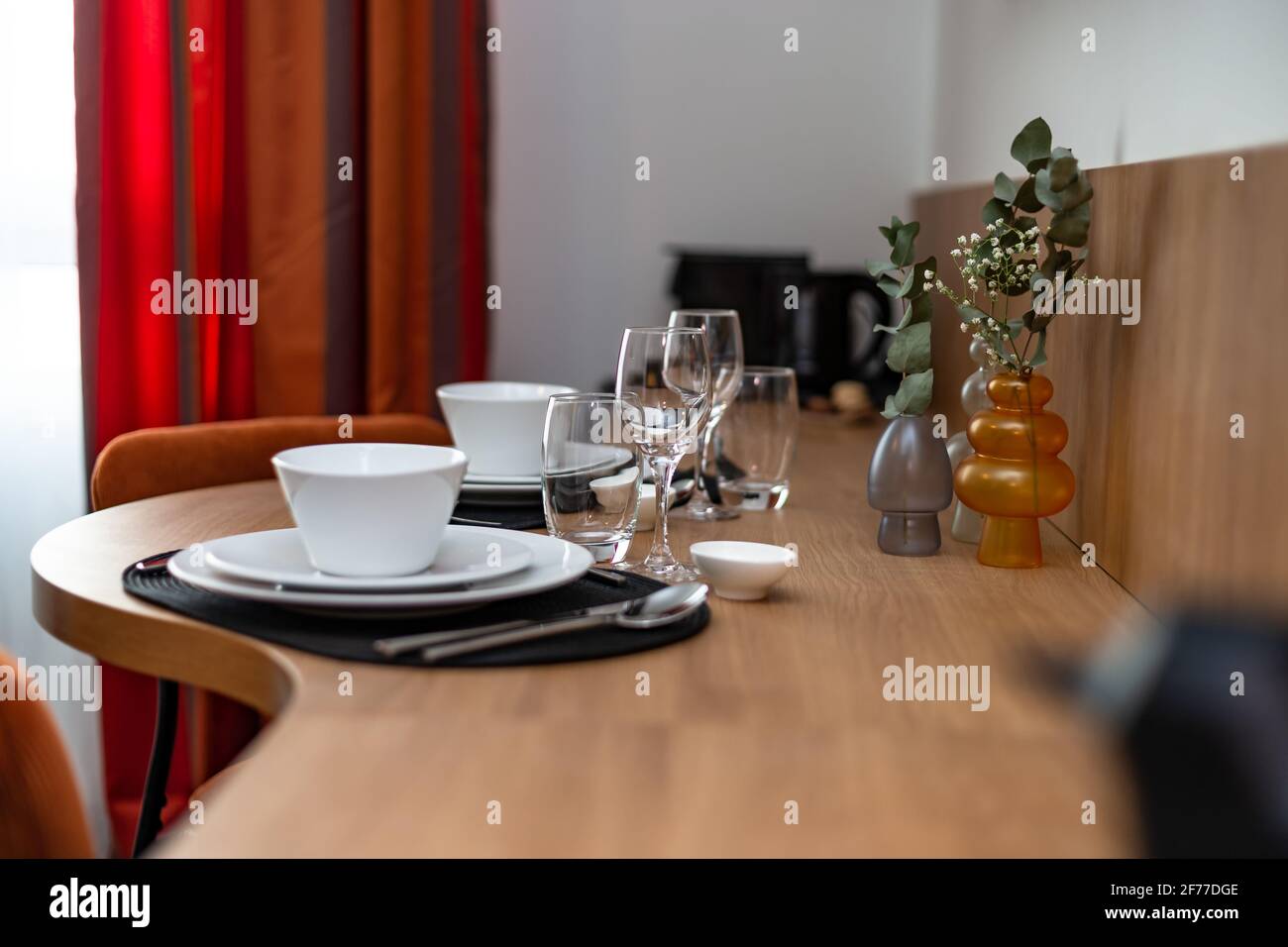 Modern interior of a small hotel room. Designer furniture. Minimalism ...