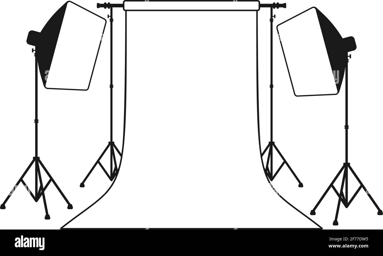 Proffesional photography studio with empty background and softbox light ...