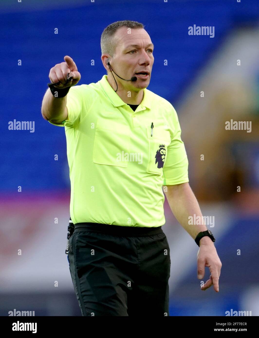 Referee Kevin Friend during the Premier League match at Goodison Park ...