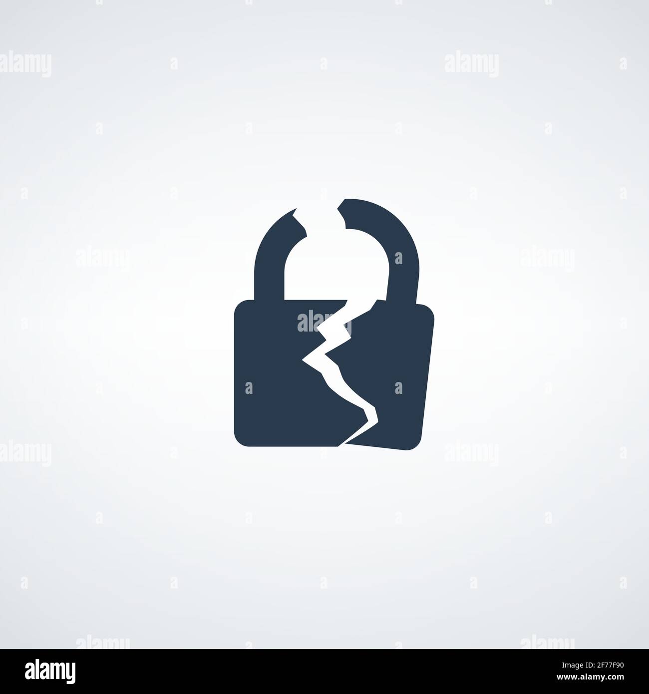 Broken or cracked lock icon. Vector illustration isolated on white ...
