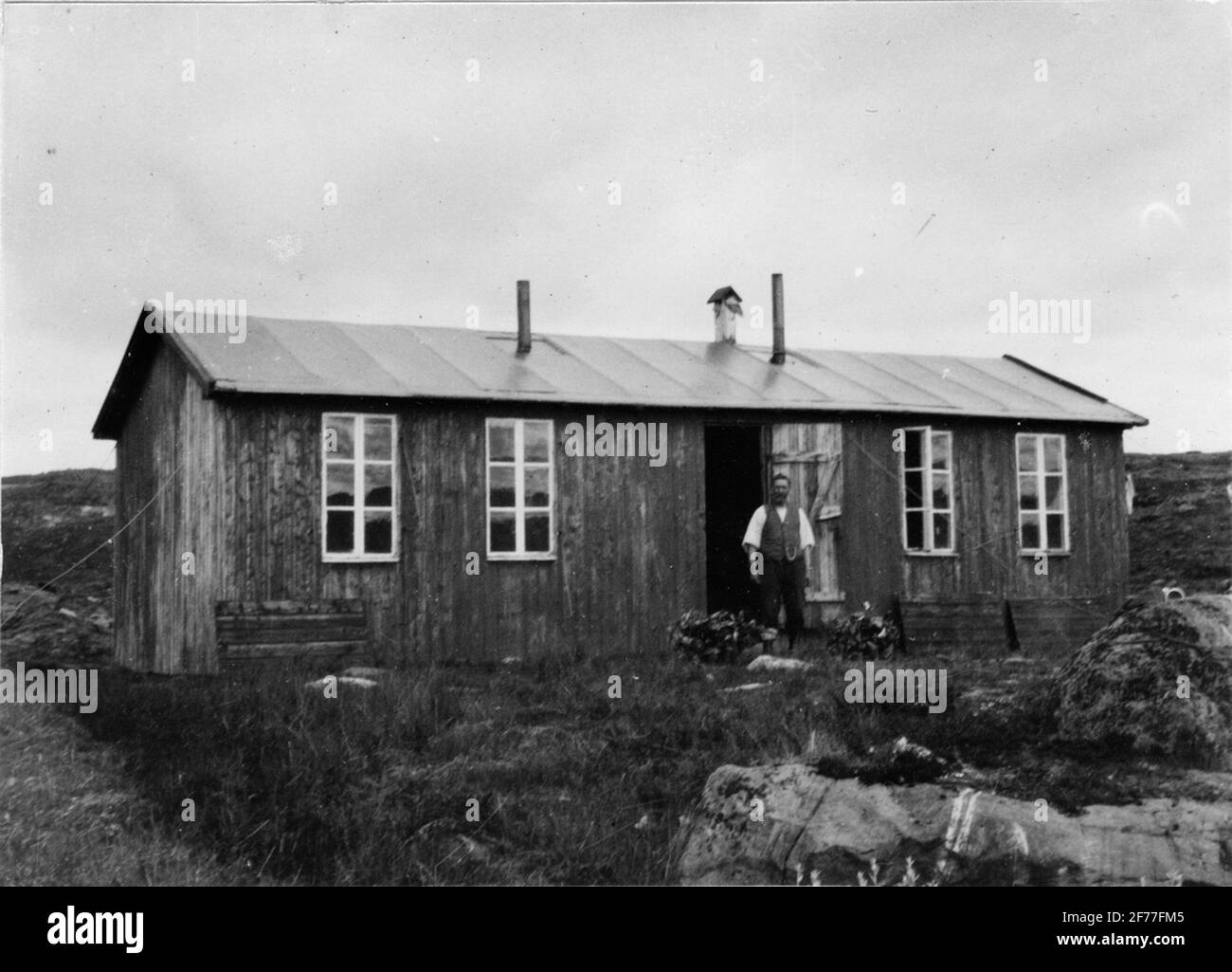 Workers housing at the copper grapes in Sjangeli in Lapland. Wooden ...