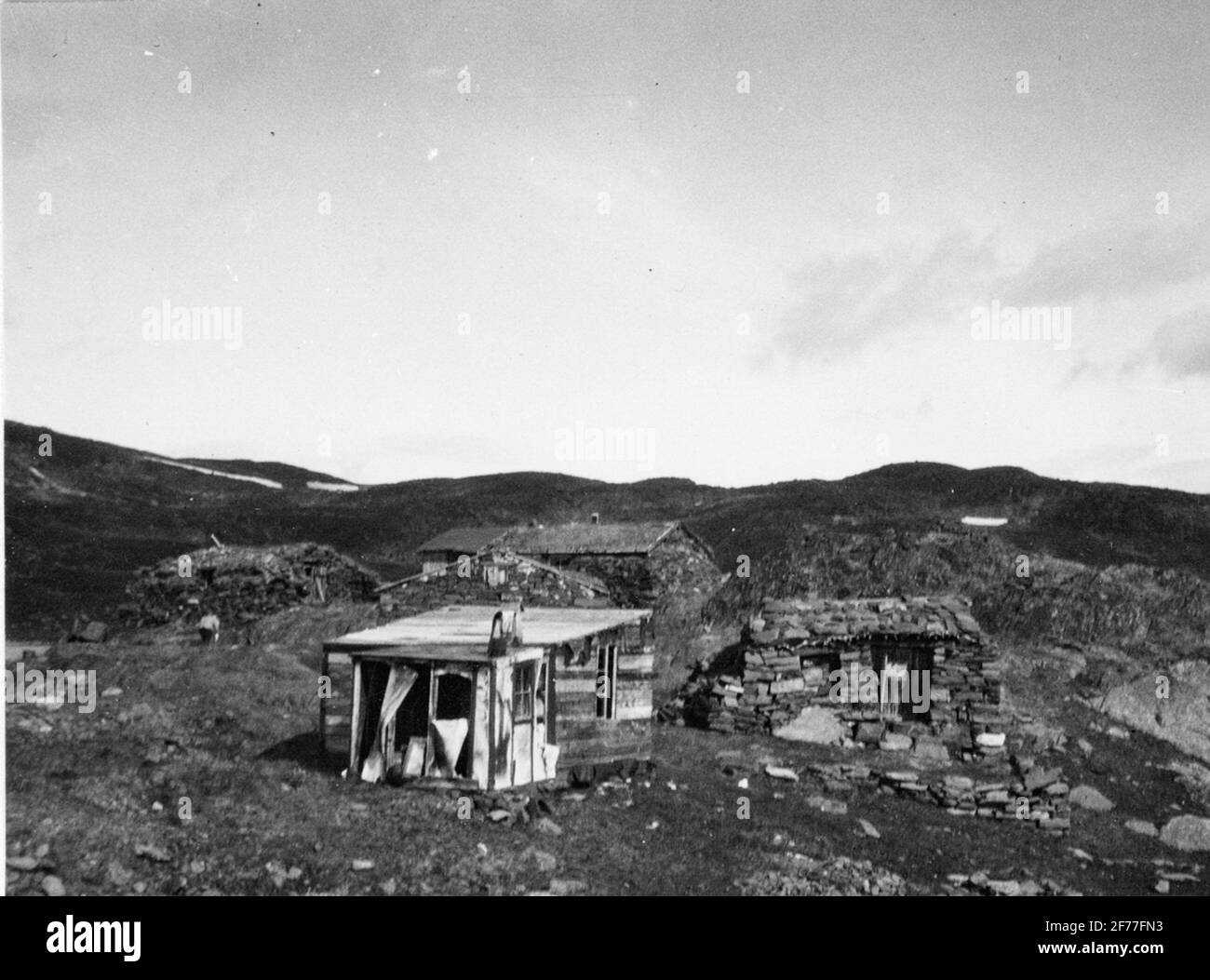Workers housing at the copper grapes in Sjangeli in Lapland Stock Photo ...