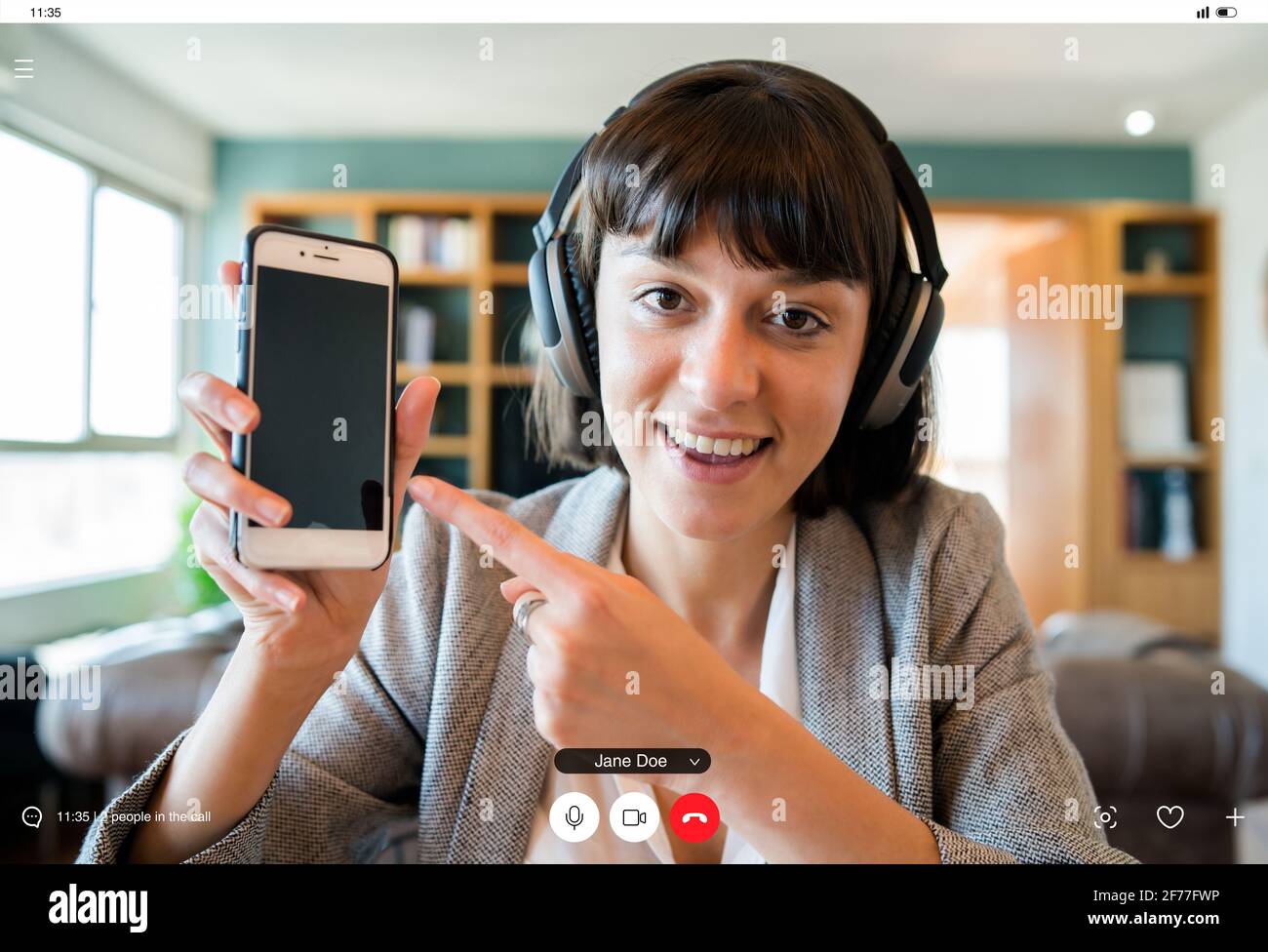 Businesswoman smartphone talking video call hi-res stock photography ...