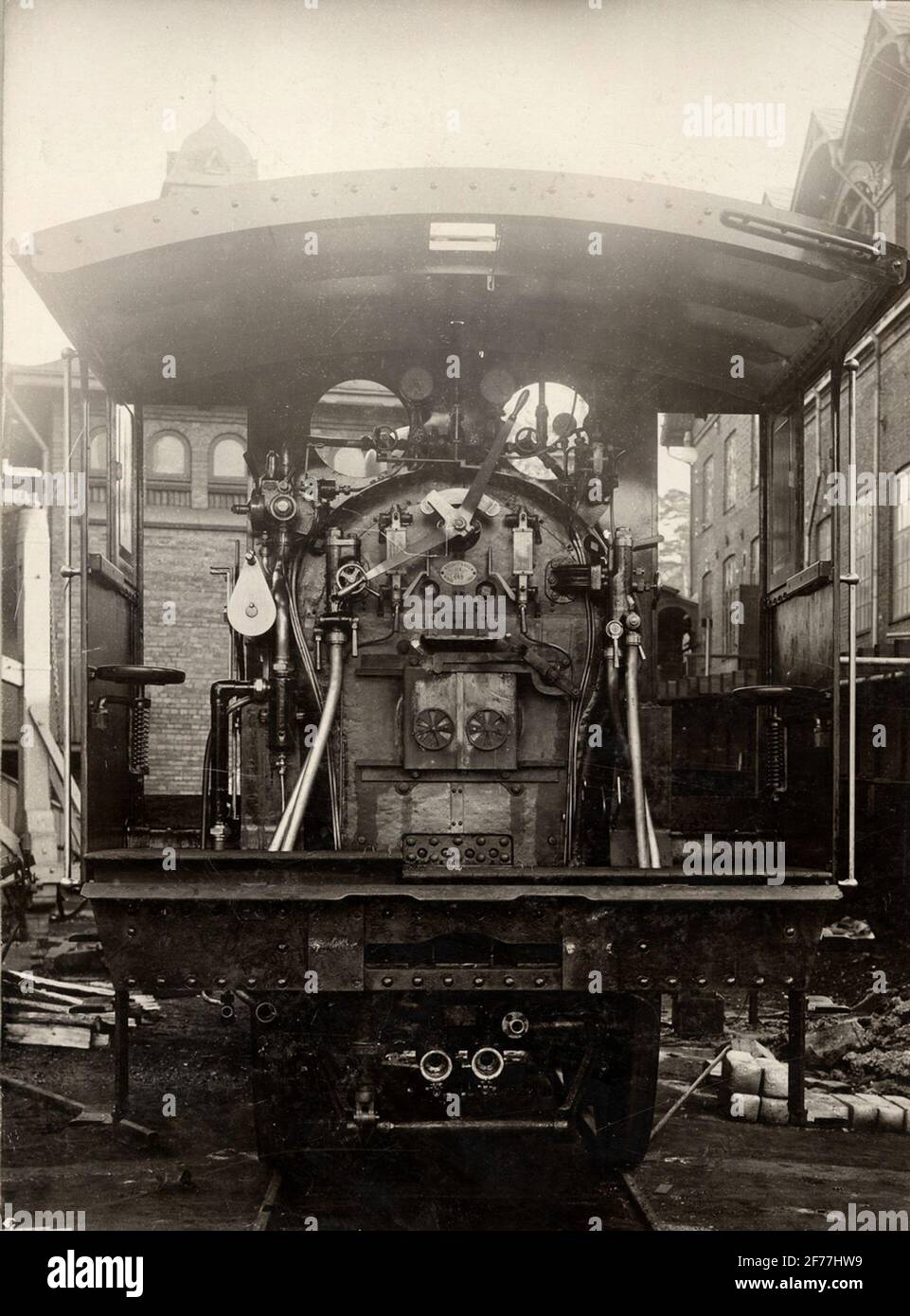 Interior of cab in locomotive. Made at Nydqvist & Holm in 1901 Stock ...