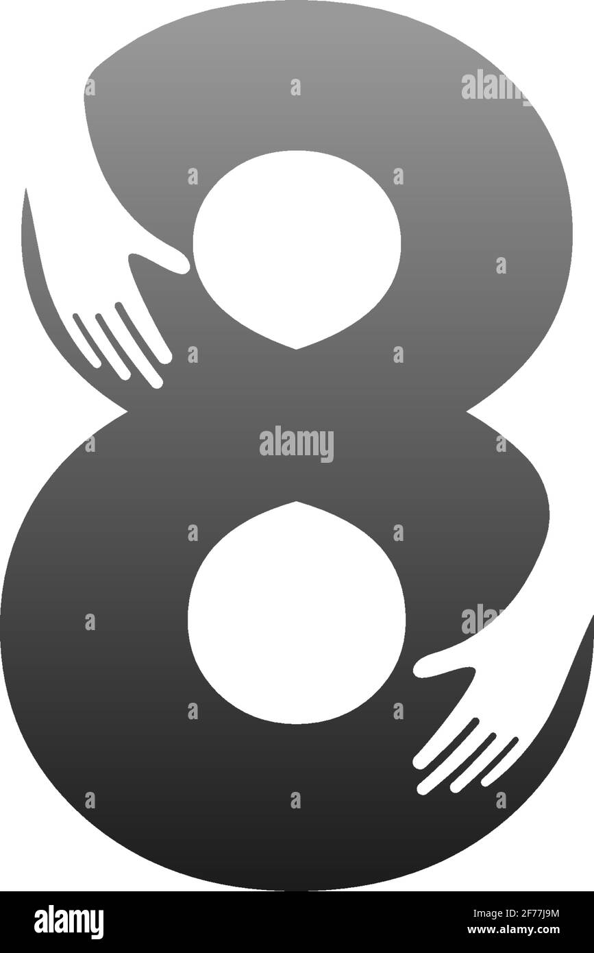 Number 8 logo icon with hand design symbol template vector Stock Vector ...