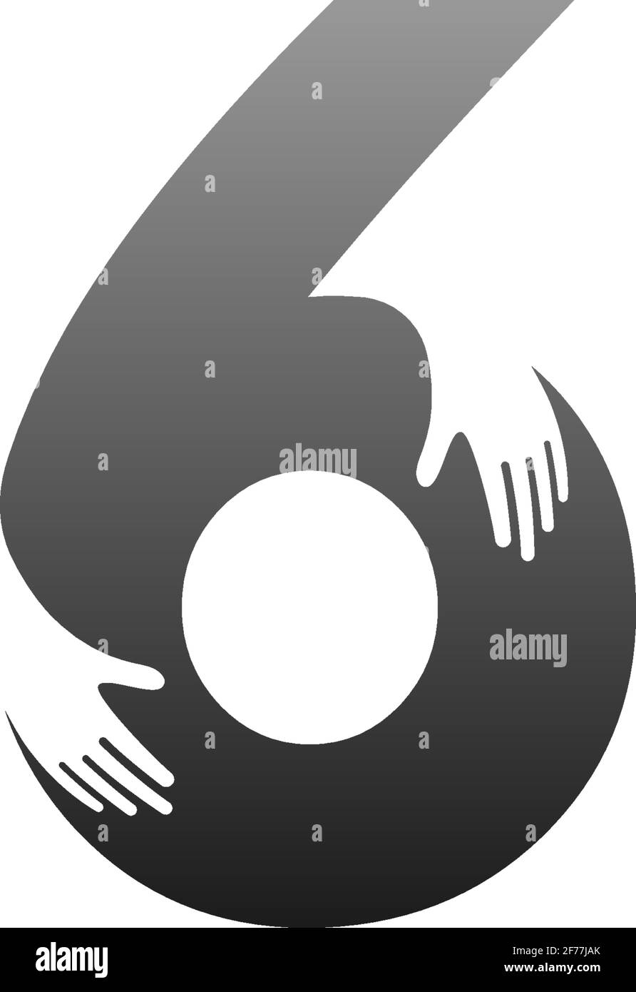 Number 6 logo icon with hand design symbol template vector Stock Vector ...