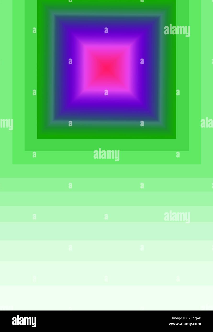 Vivid Color Pyramid with Gradient Green Multiple Layers Square Frame ...