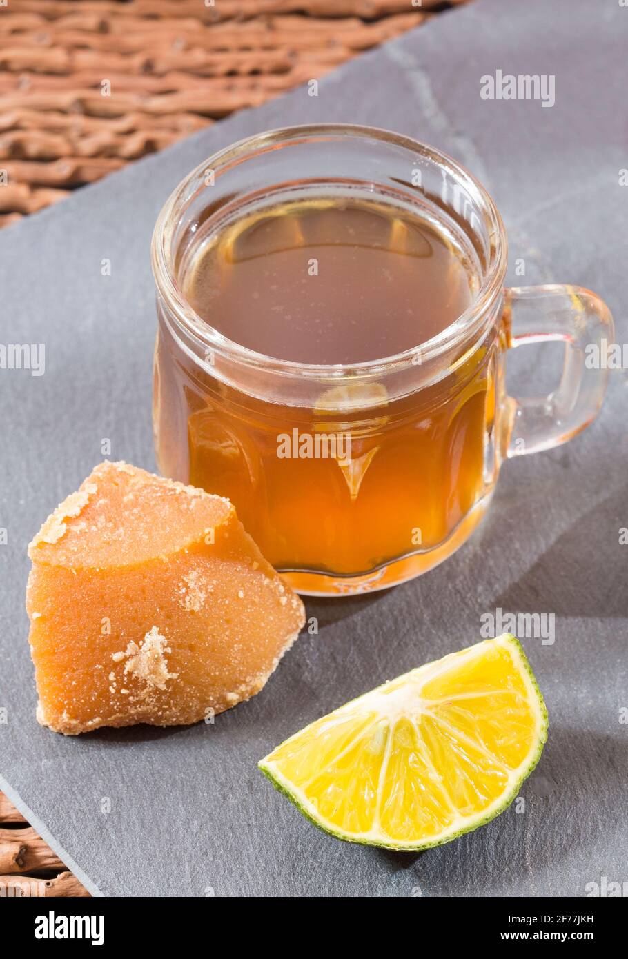 Lemon and panela drink. Top view Stock Photo - Alamy