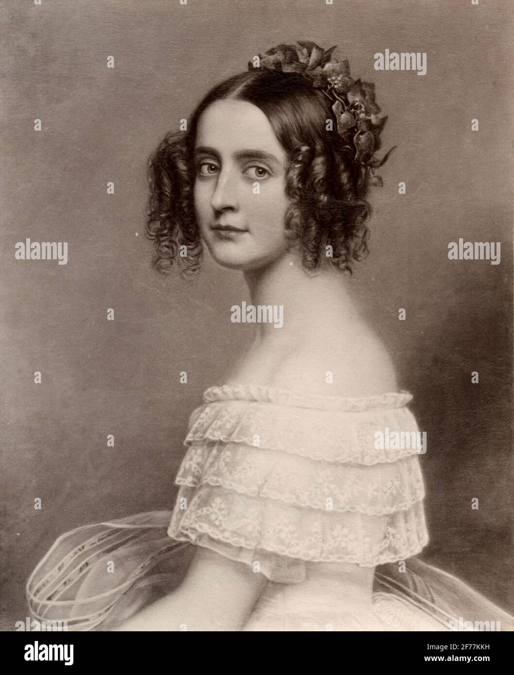 Painting. Portrait of Princess Amalie Alexandra by Bavaria (1826-1875 ...