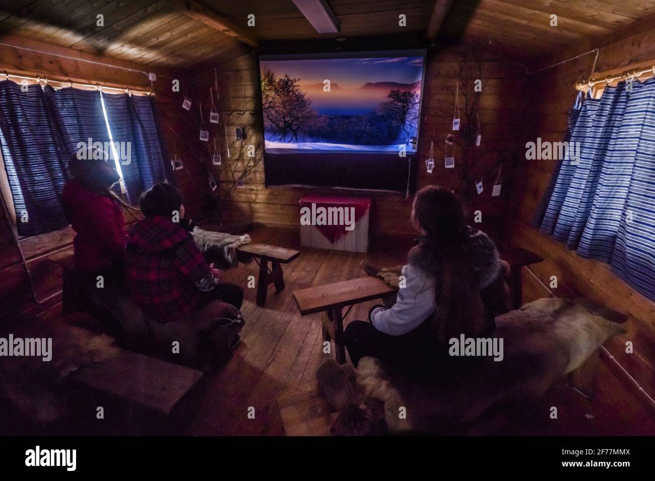 Sweden, Lapland, Jukkasjärvi, Sami museum, projection room Stock Photo ...