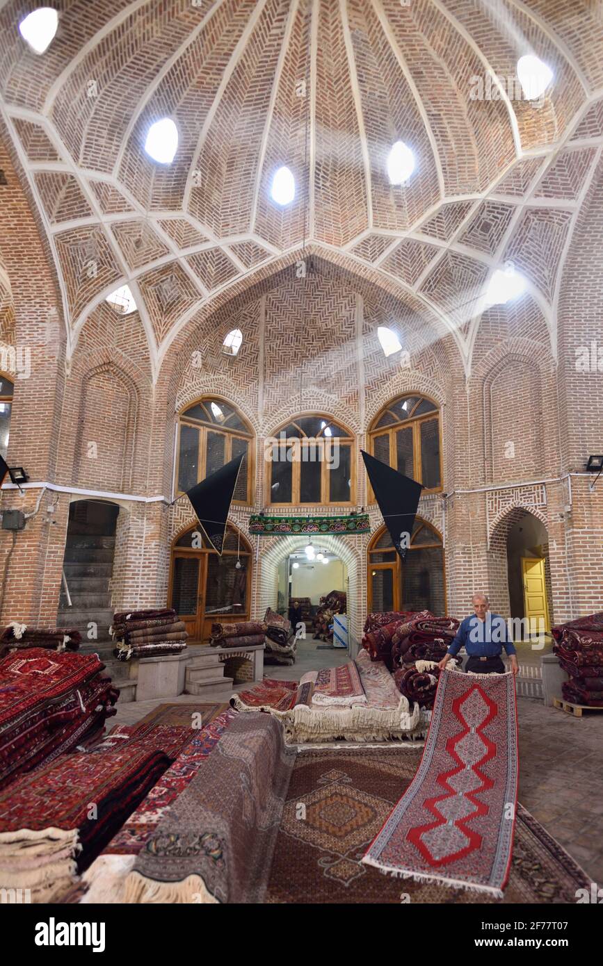Iran, Tabriz, listed as World Heritage by UNESCO, Carpet baazar Stock ...