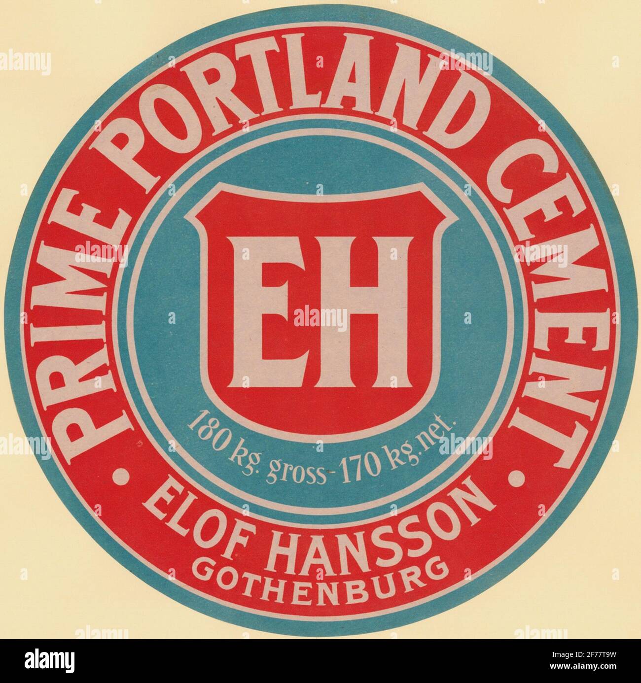 Factory mark for cement bags. Elof Hansson. Prime Portland cement Stock ...