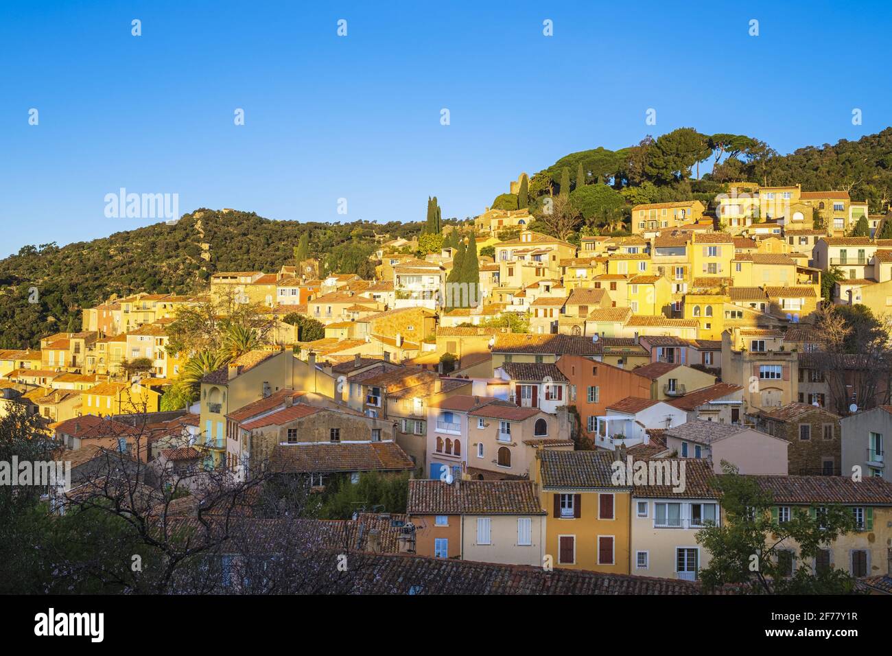 France, Var, Bormes-les-Mimosas, the old medieval village Stock Photo ...