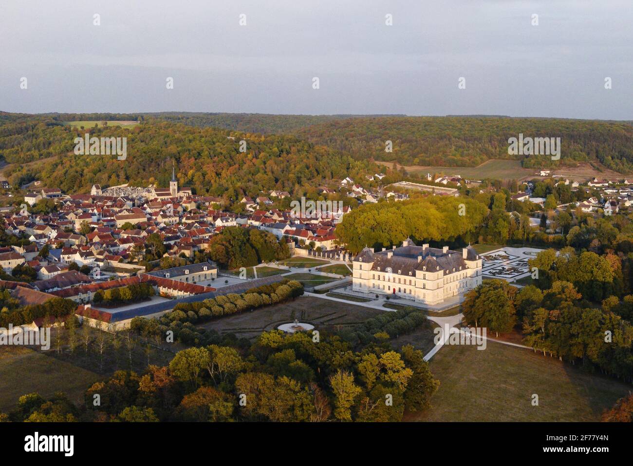 France, Yonne, Ancy le Franc village and castel with its park designed ...