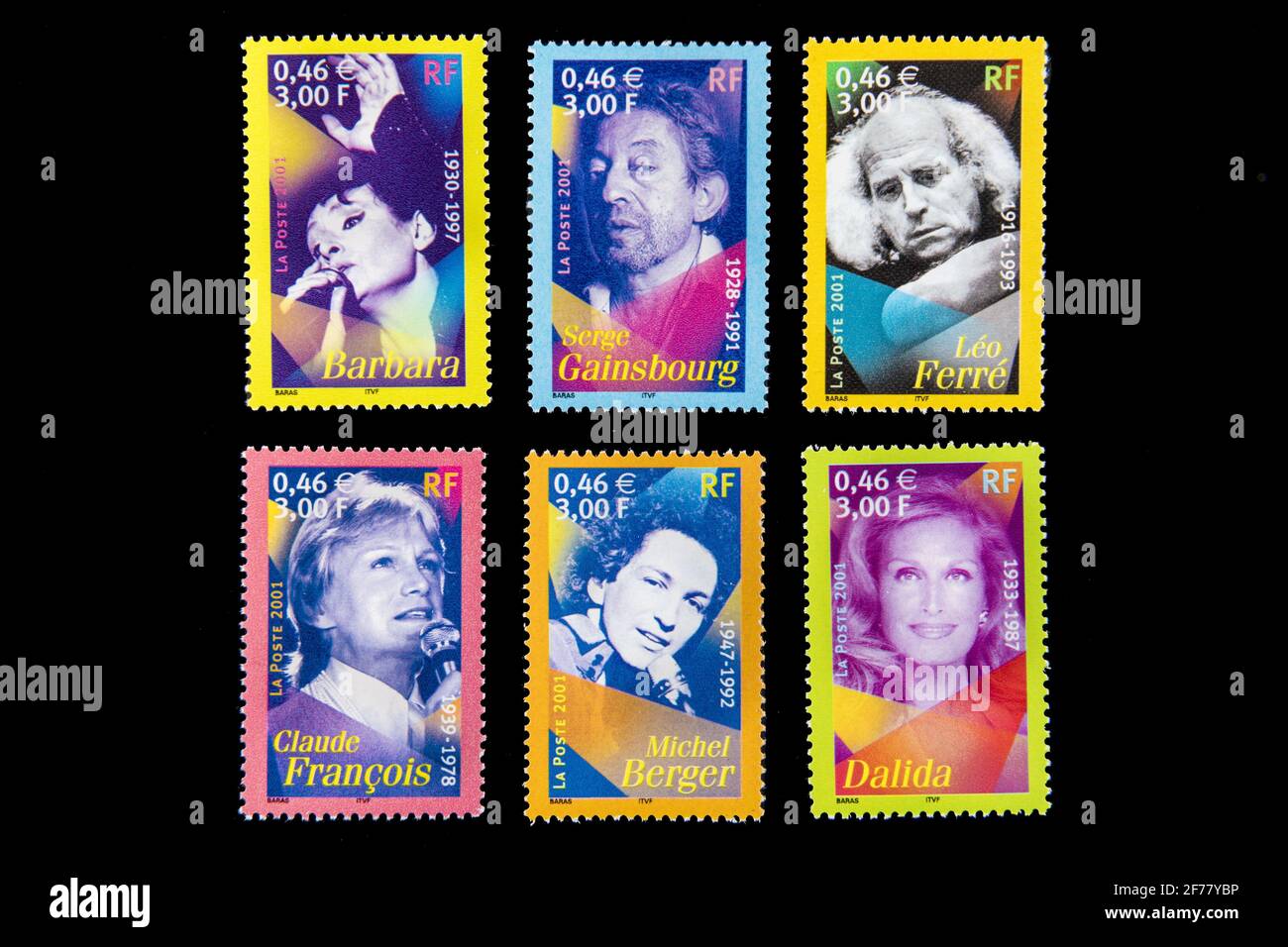 France, Paris, stamps, famous french singers Stock Photo - Alamy