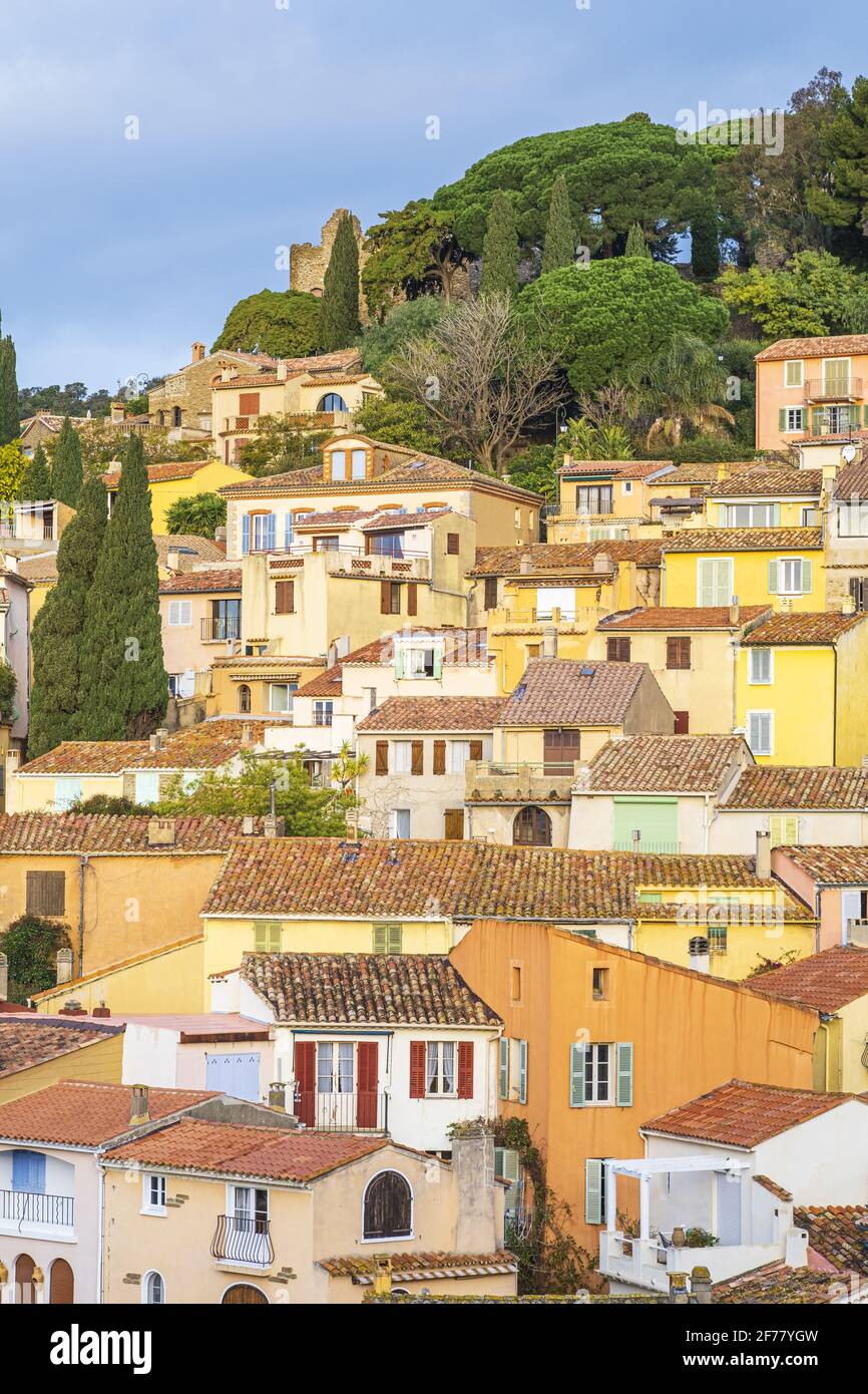 France, Var, Bormes-les-Mimosas, the old medieval village Stock Photo ...