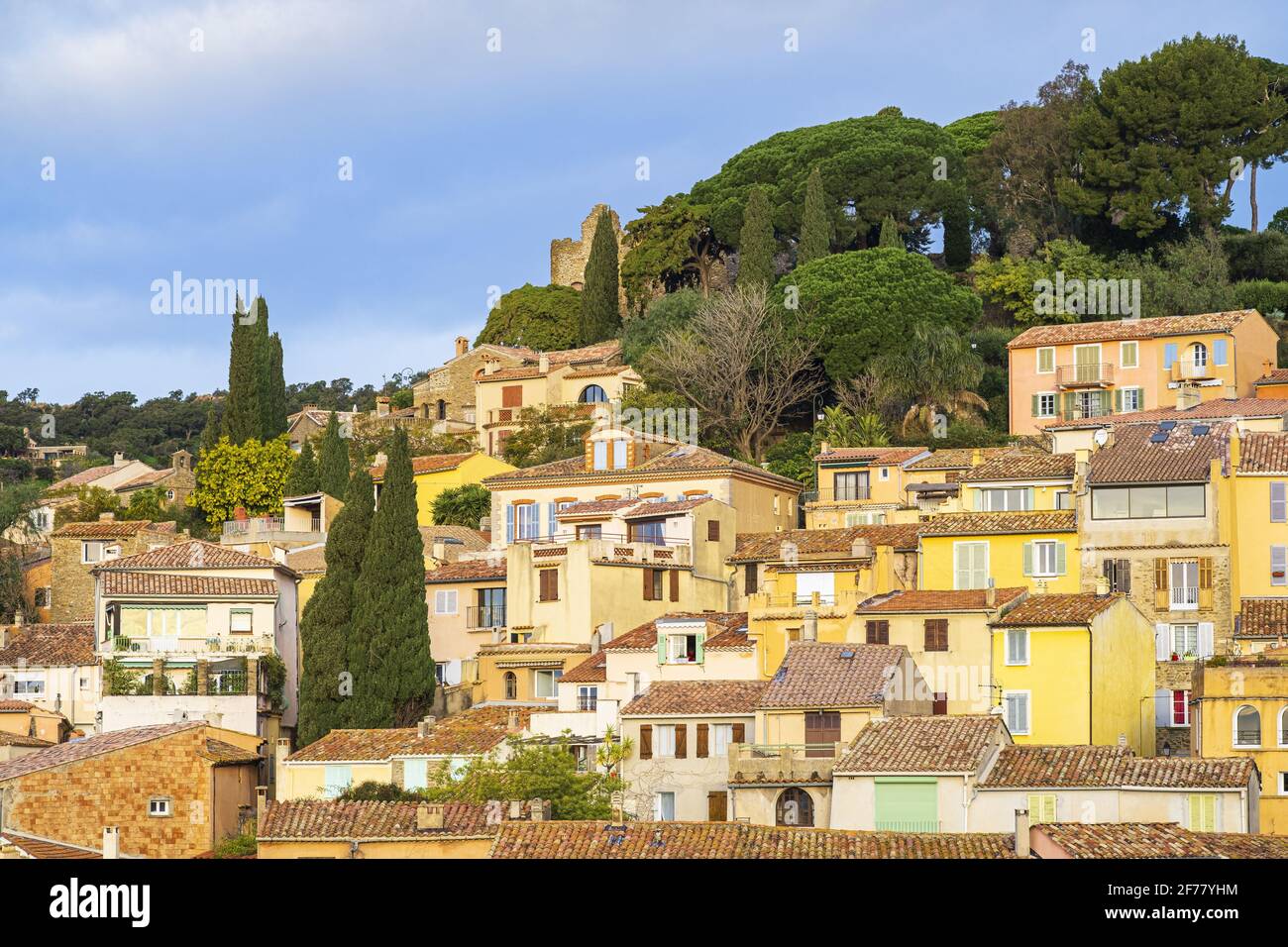 France, Var, Bormes-les-Mimosas, the old medieval village Stock Photo ...
