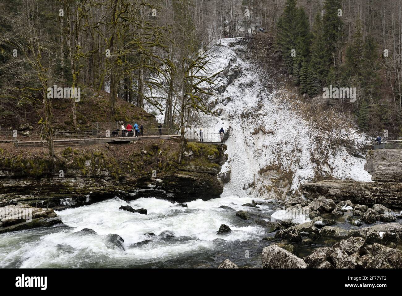 Switzerland, Neuchatel canton, Les Brenets, Doubs river, Saut du Doubs ...