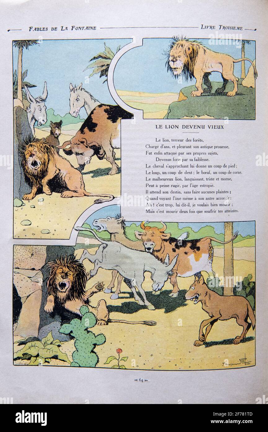 Jean de la fontaine fables lion hi-res stock photography and images - Alamy