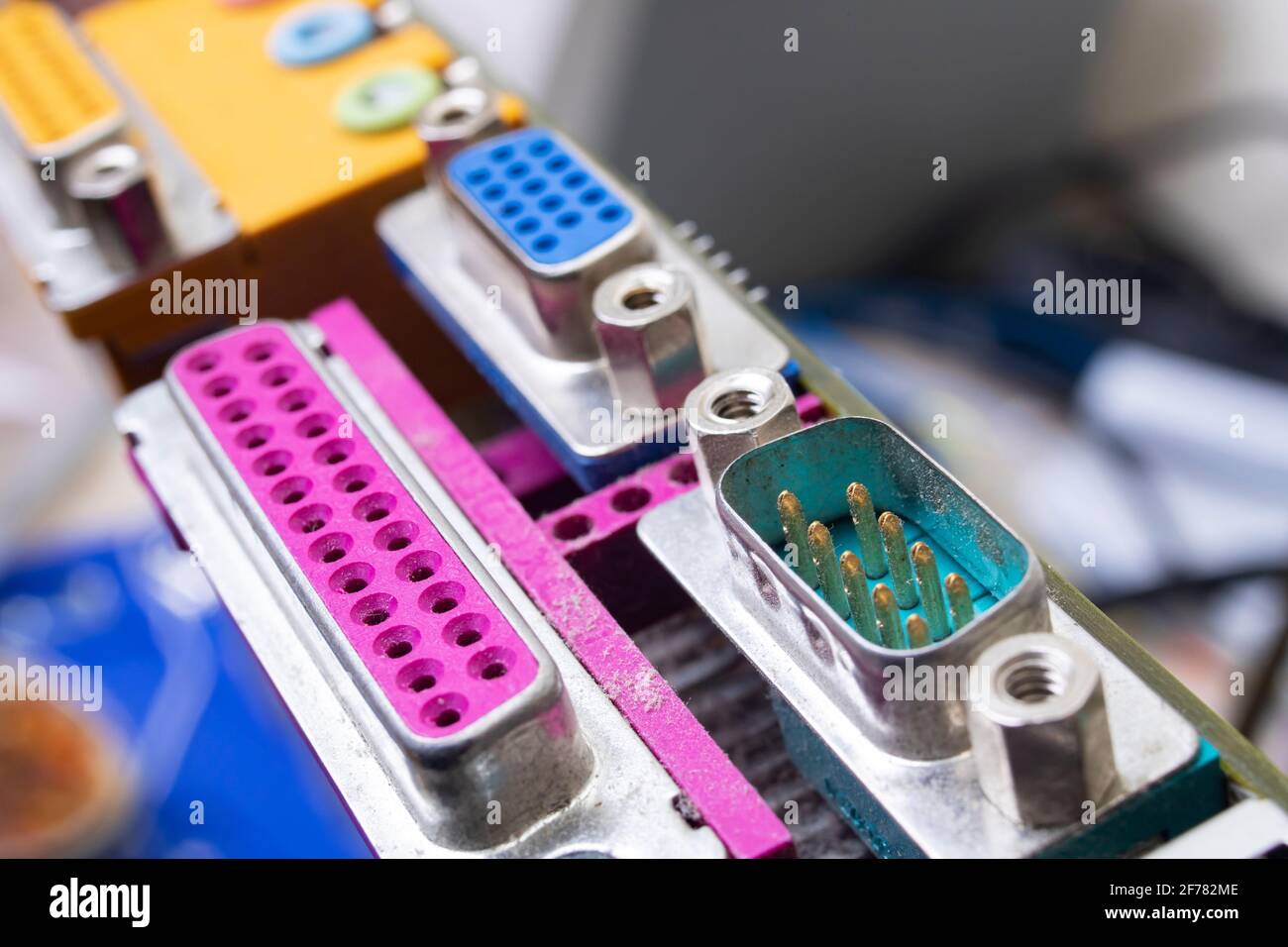 Connectors for connecting a monitor to a computer close up Stock Photo ...