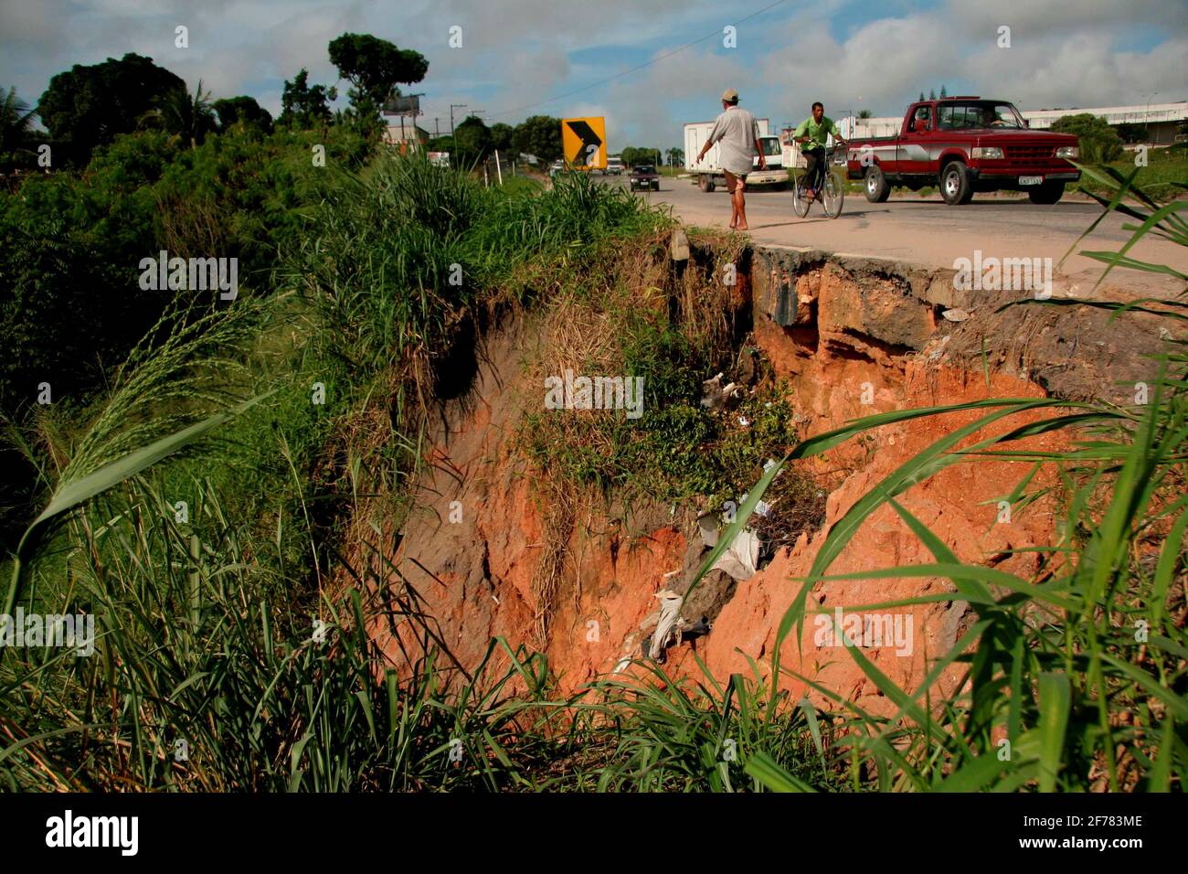 eunapolis, bahia / brazil - june 8, 2009: Crater is seen along the BR ...